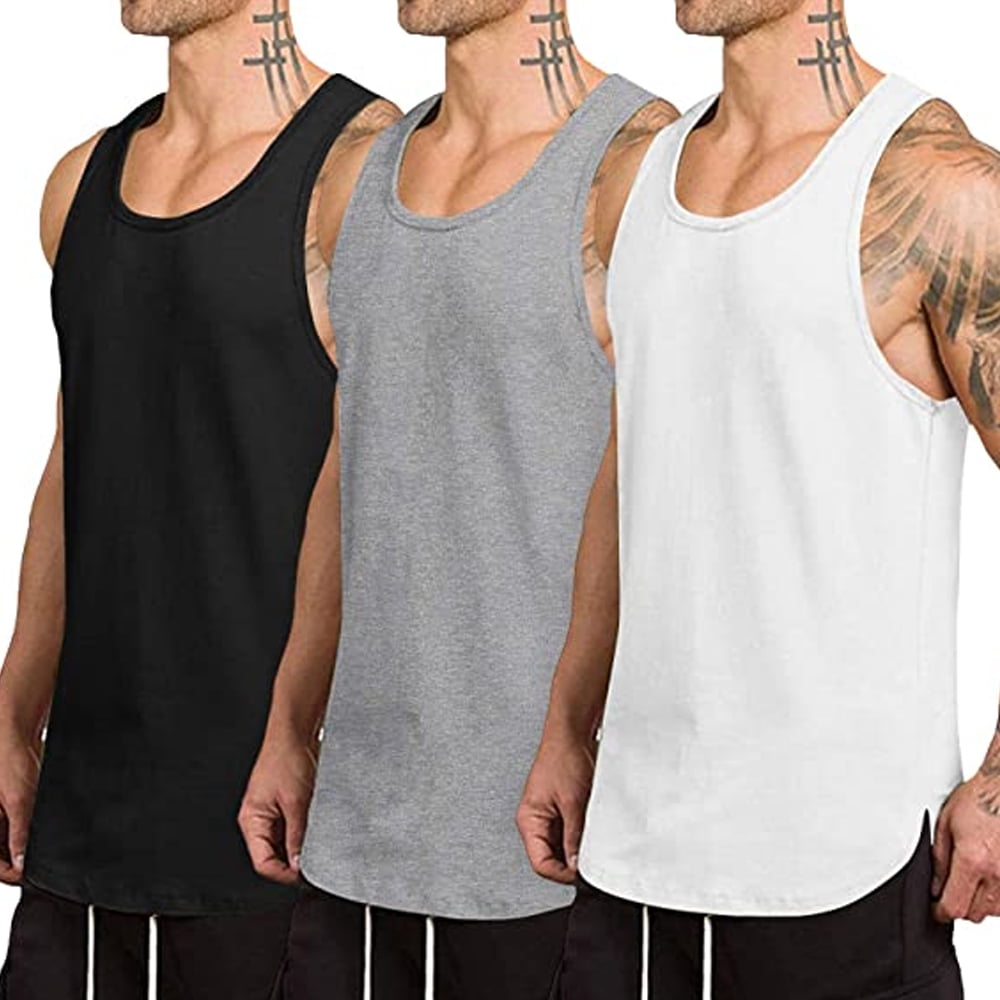 Men's 3 Pack Workout Tank Tops Sleeveless Gym Shirts Bodybuilding ...