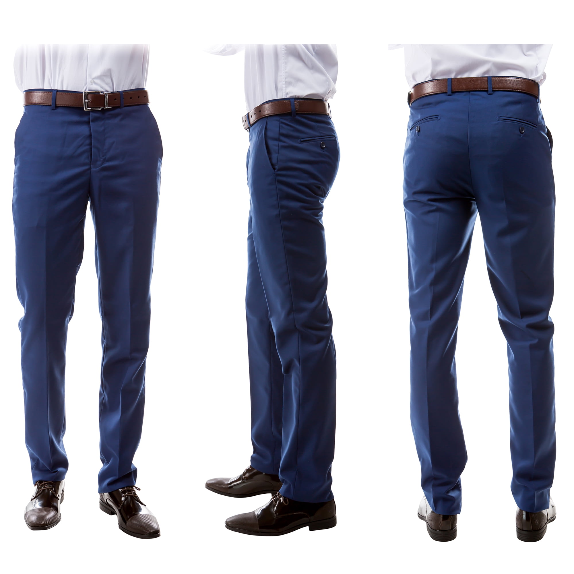 Men's 3-Pack of Blue Dress Pants by Azzuro - Walmart.com