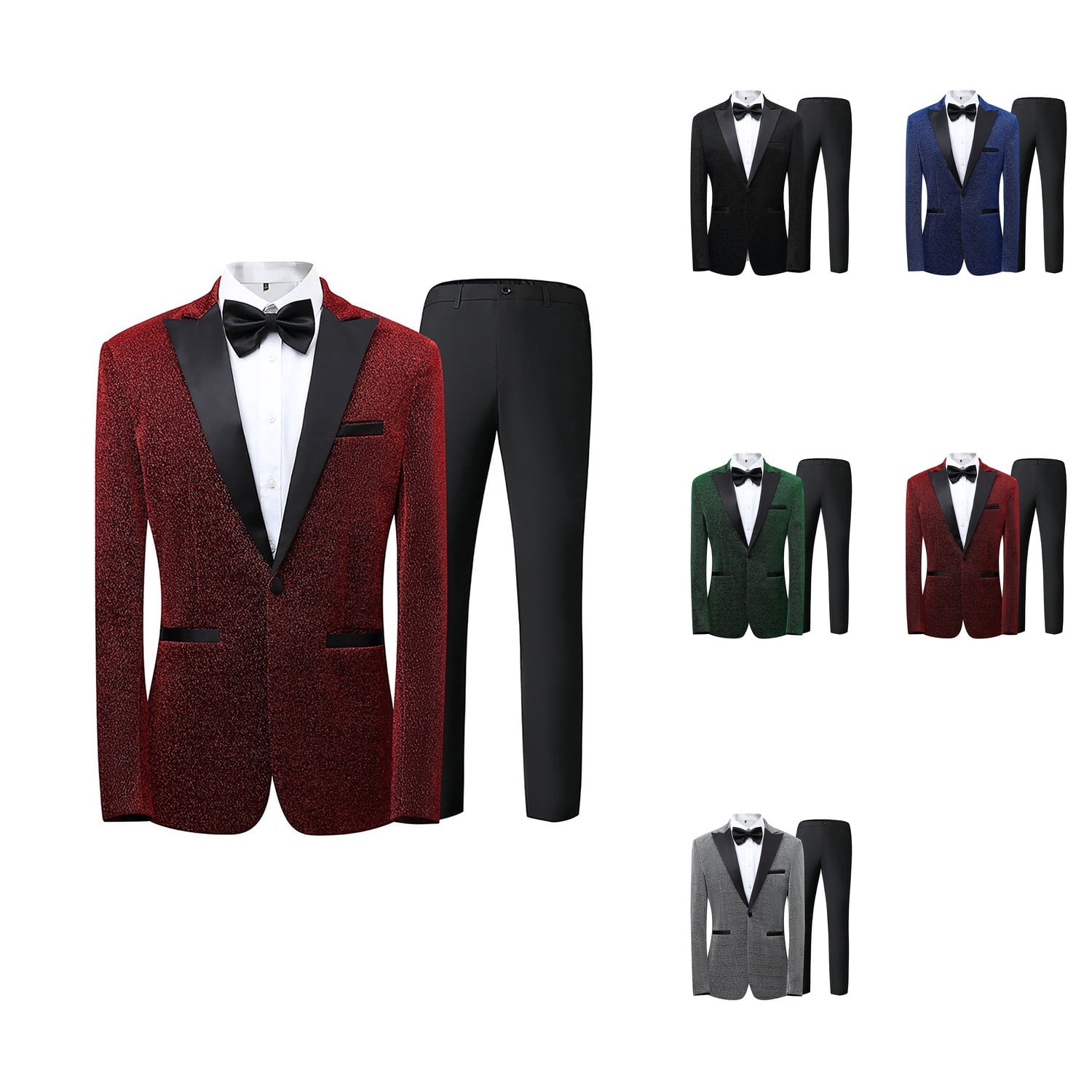 Men's 3 Piece Sequined Suit Set, One Button Slim Fit Shiny Dress Coat ...