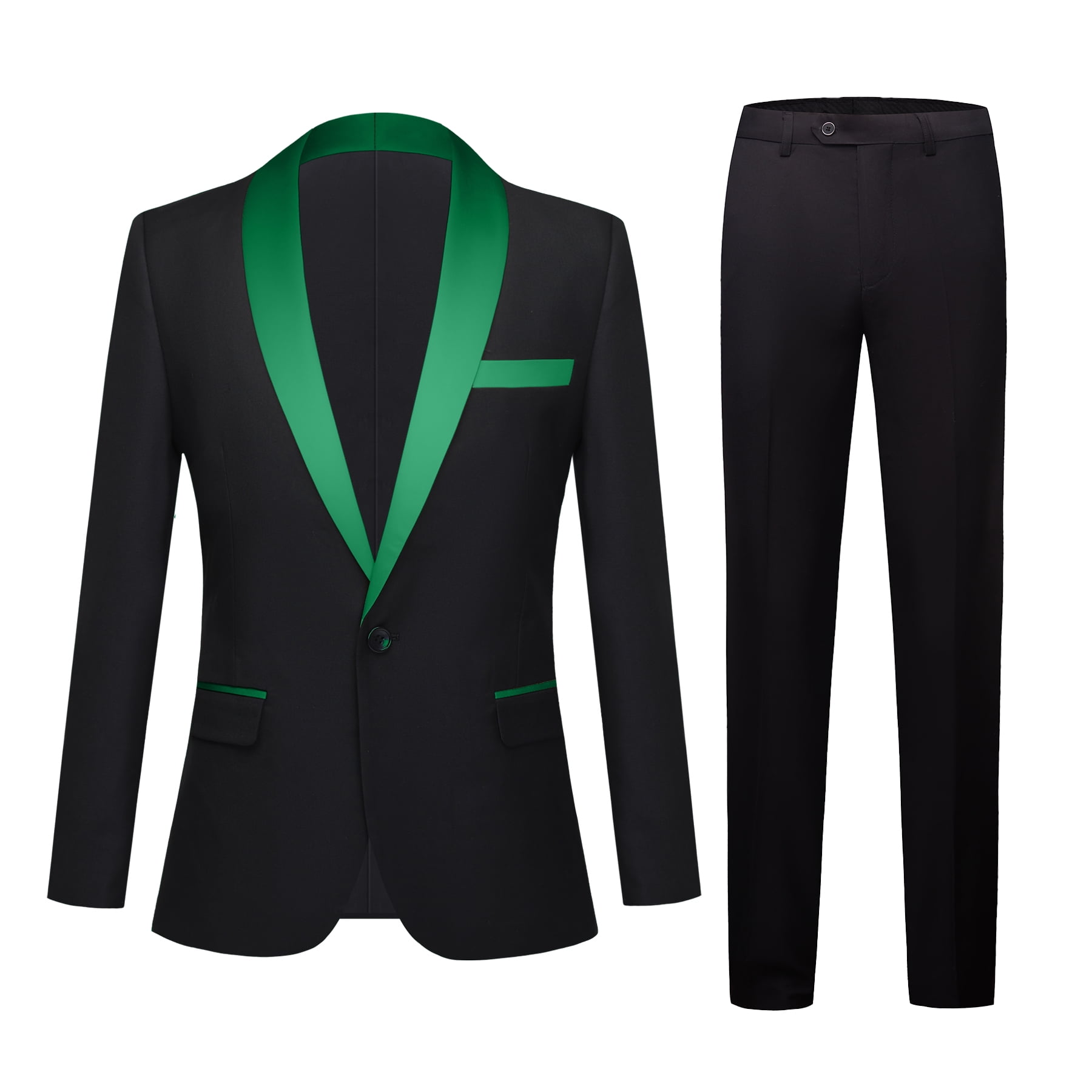 Men's 3-Piece Slim-Fit Solid-Colored Peaked Lapel Tuxedo Jacket Blazer ...