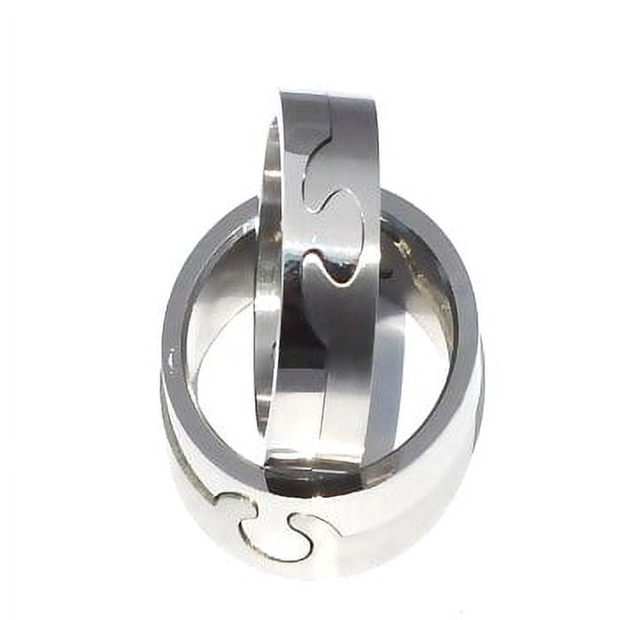 Men's 316L Stainless Steel Interlocking Jigsaw Puzzle 8 mm Band Ring ...