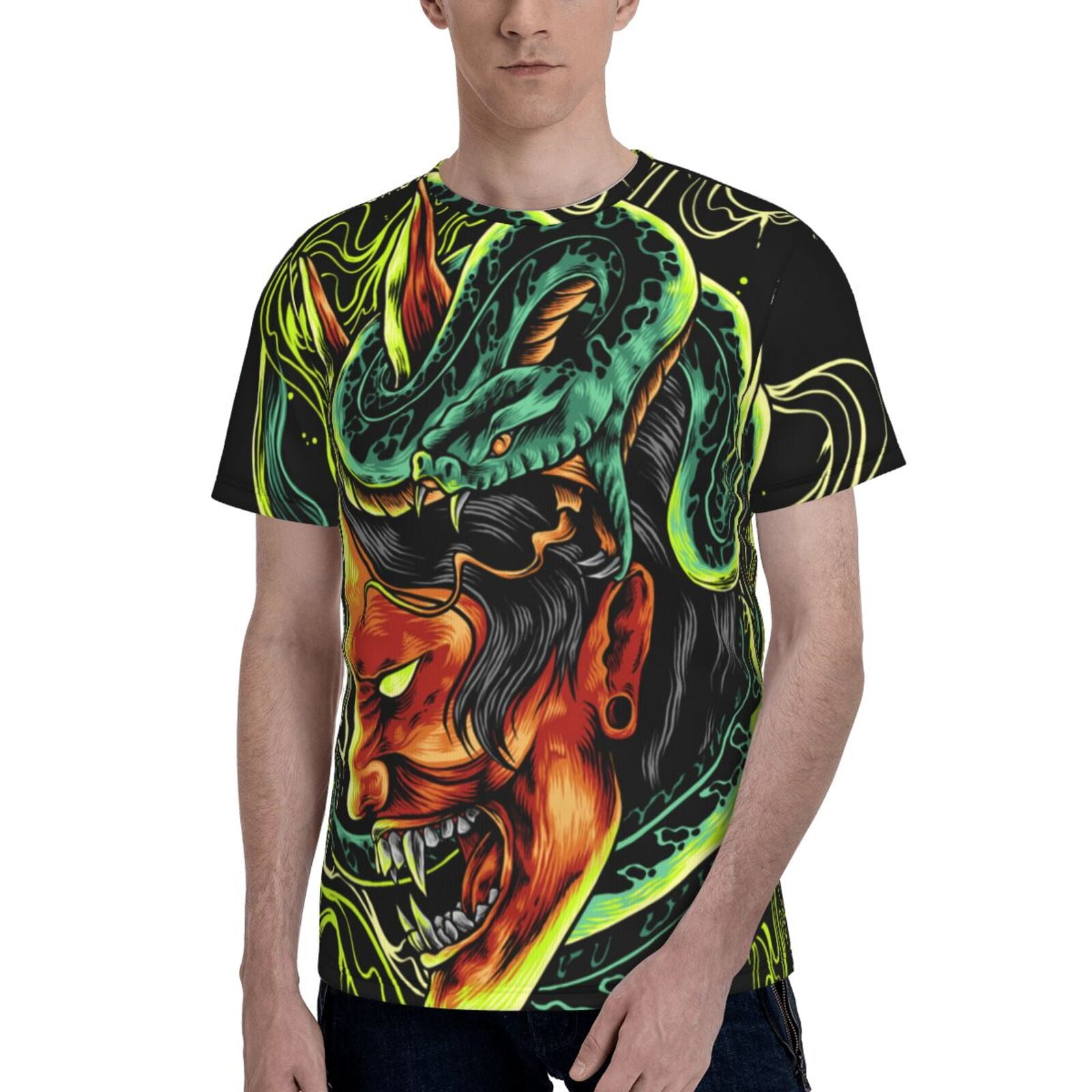 Men's 3D Graphic T Shirts Casual Short Sleeve Tee Top, Devil Snake ...