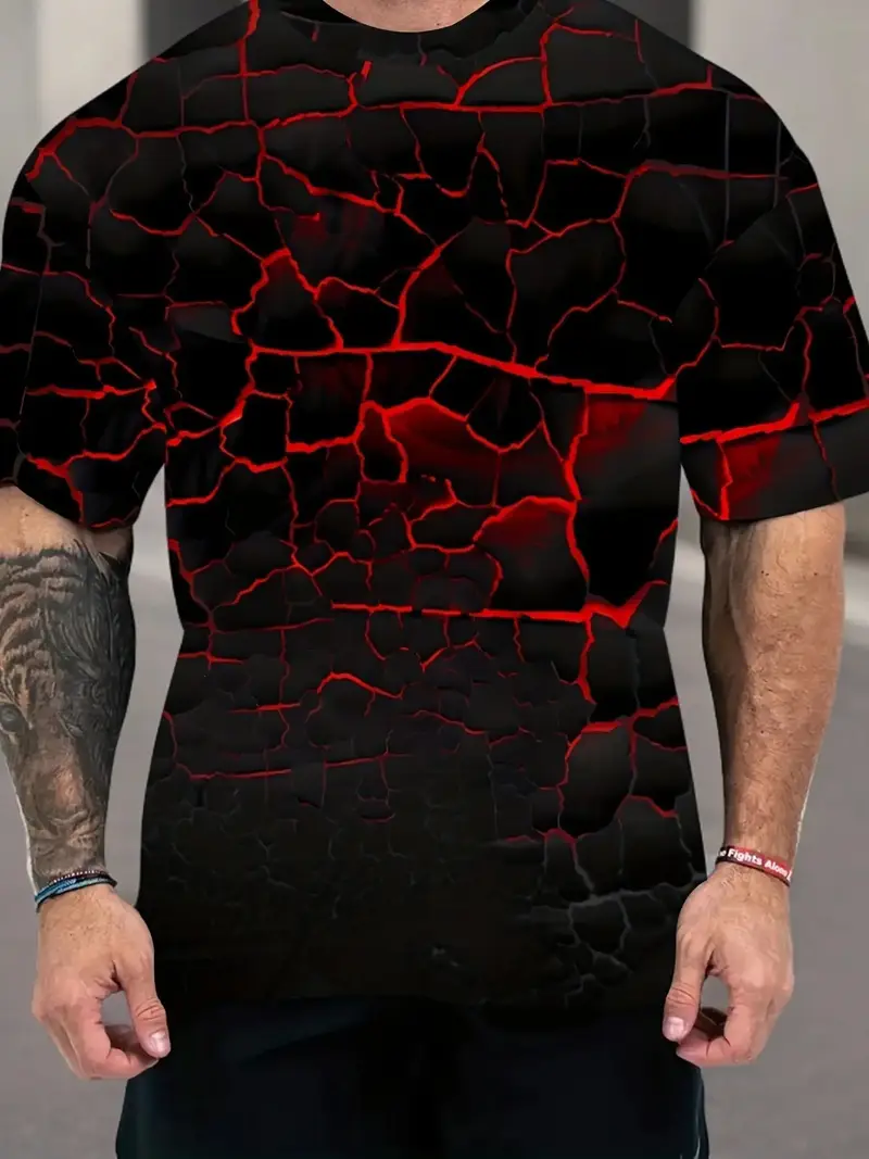 Men's 3D Printed Volcano Lava Flow T-Shirt - Molten Lava & Solidified ...