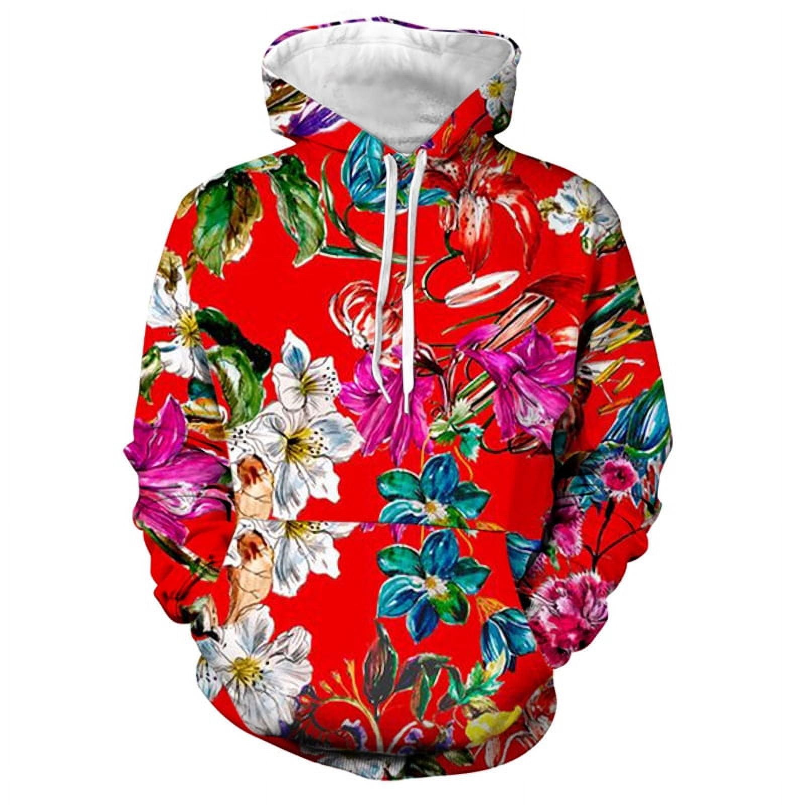 Men's 3d Print Floral Hooded Sweatshirt Chinese DongBei Style Flowers ...