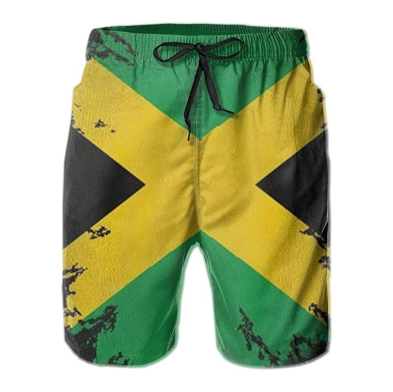 Men's 3d Printed Jamaican Flag Swim Trunks Fashion Summer Jamaica Beach ...