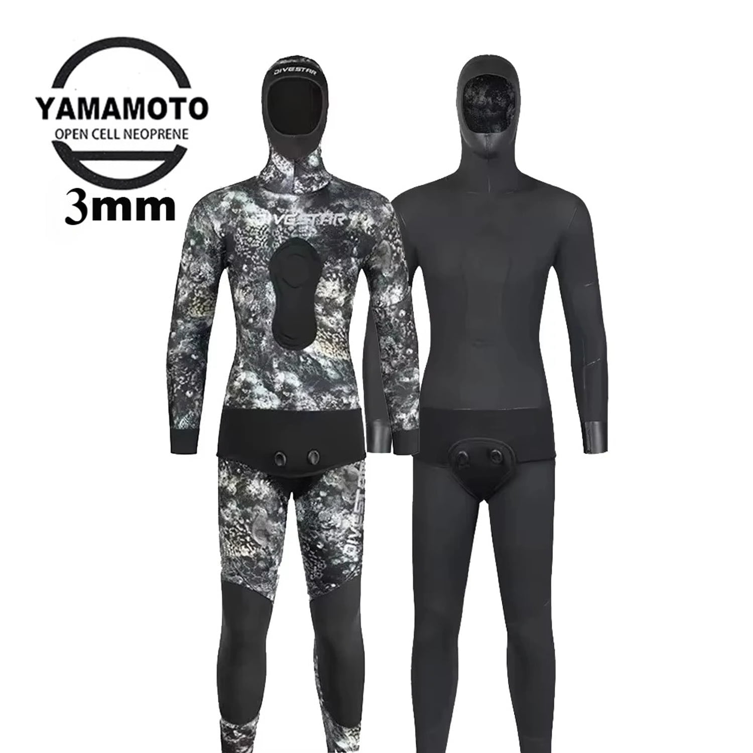 Men's 3mm Spearfishing Wetsuit - Open Cell Neoprene Two-Piece with ...