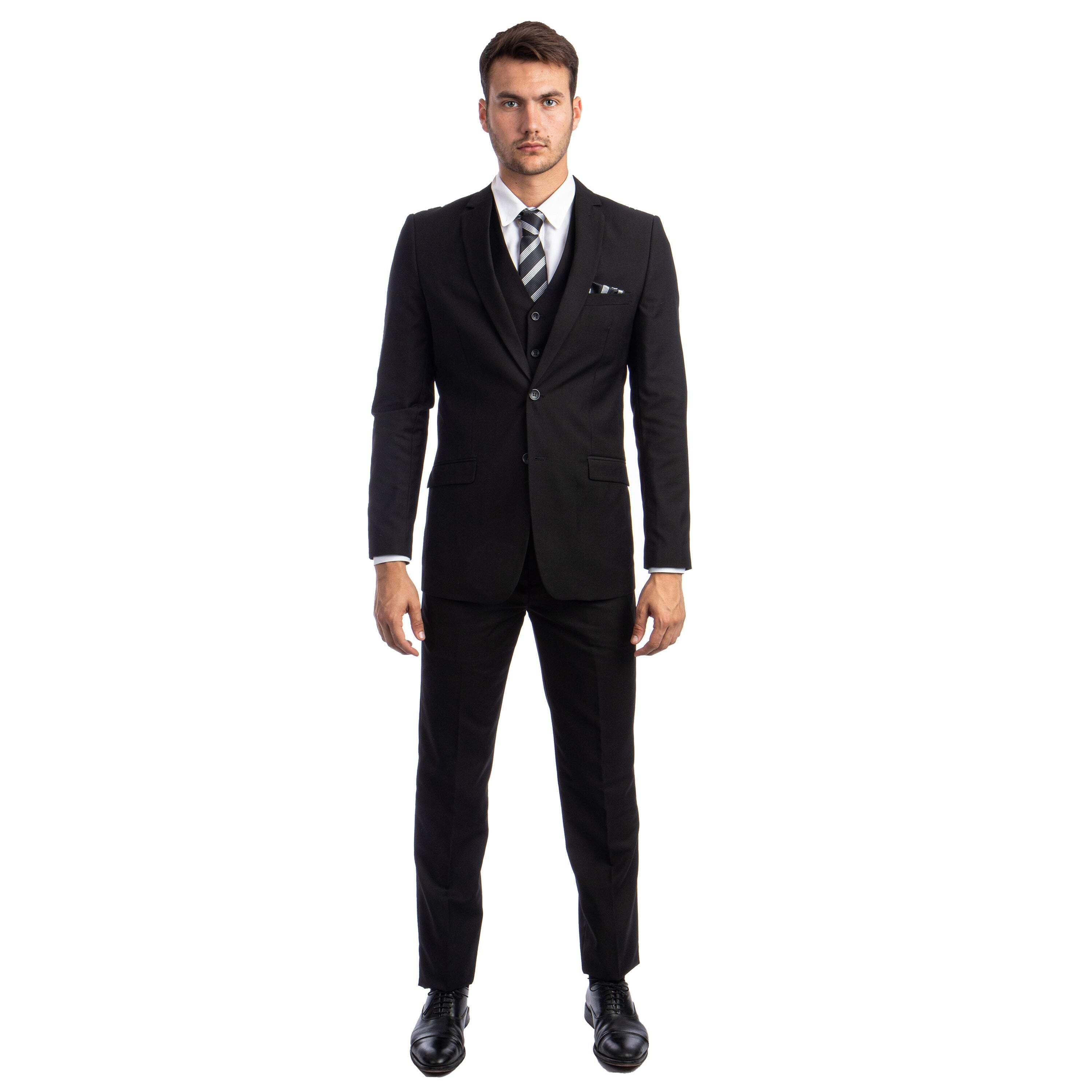 Men's 3pc Solid Suit, Notch Lapel - Walmart.com