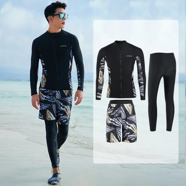 Men‘s 3pcs Full Set Rash Guard UV/SPF Quick Dry Swim Shirt+Leggings ...