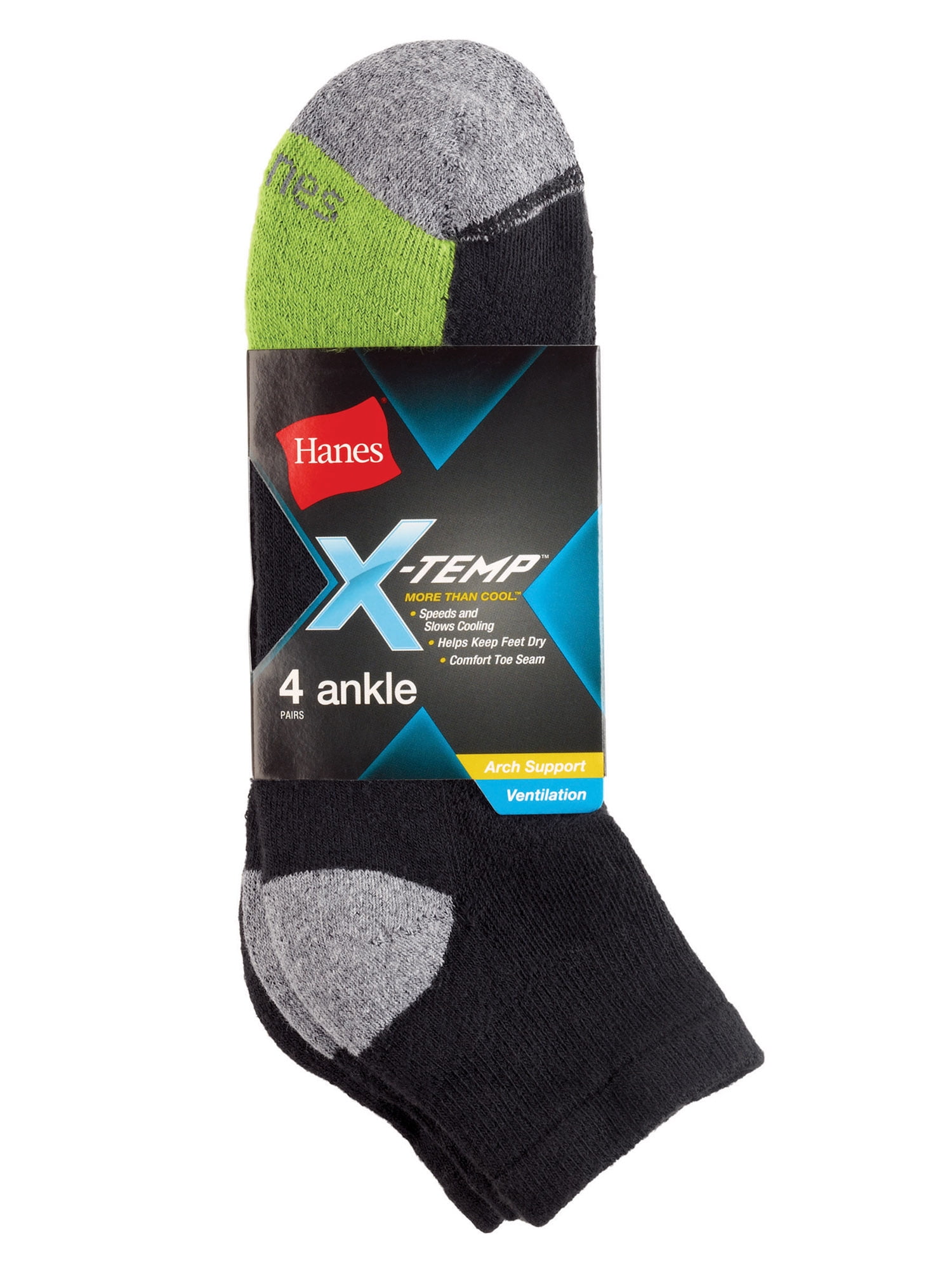 Men's 4 Pack X-Temp Arch/Ventilation Ankle Socks - Walmart.com