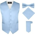 Men's 4 Piece Vest Set, with Bow Tie, Neck Tie & Pocket Hankie - Light ...