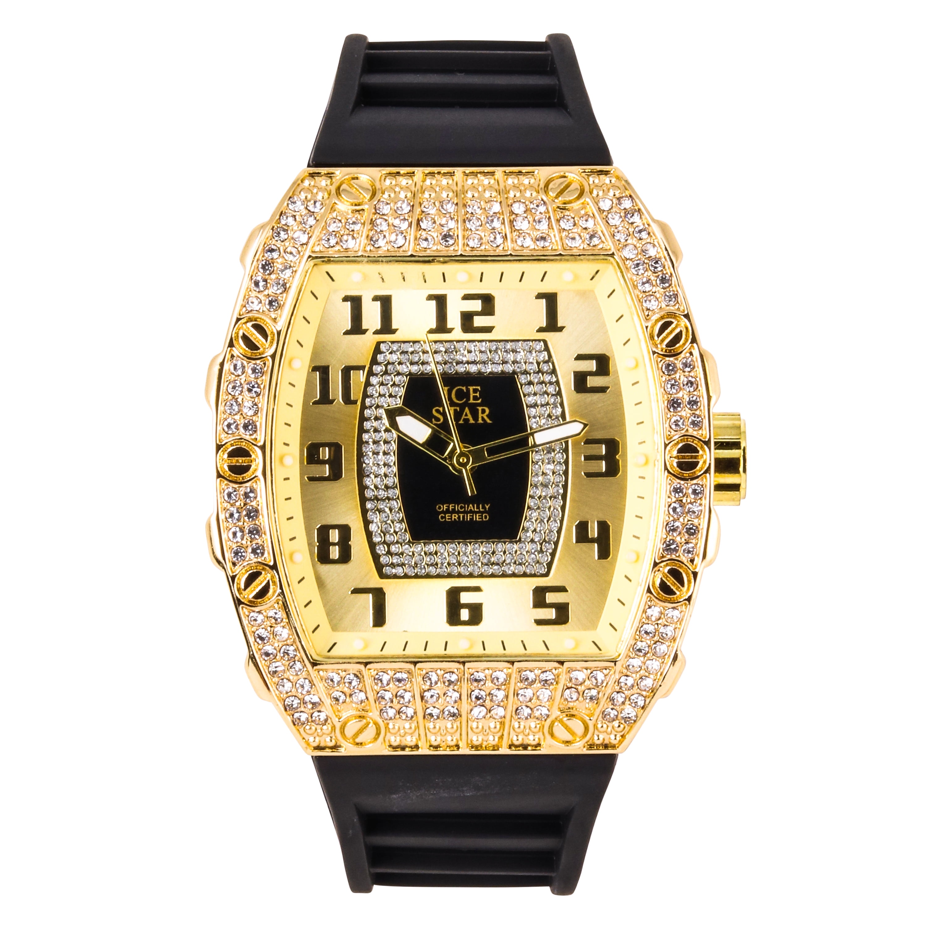 Men's 41mm Iced Watch with Shimmering Simulated Crystals - Distinctive ...