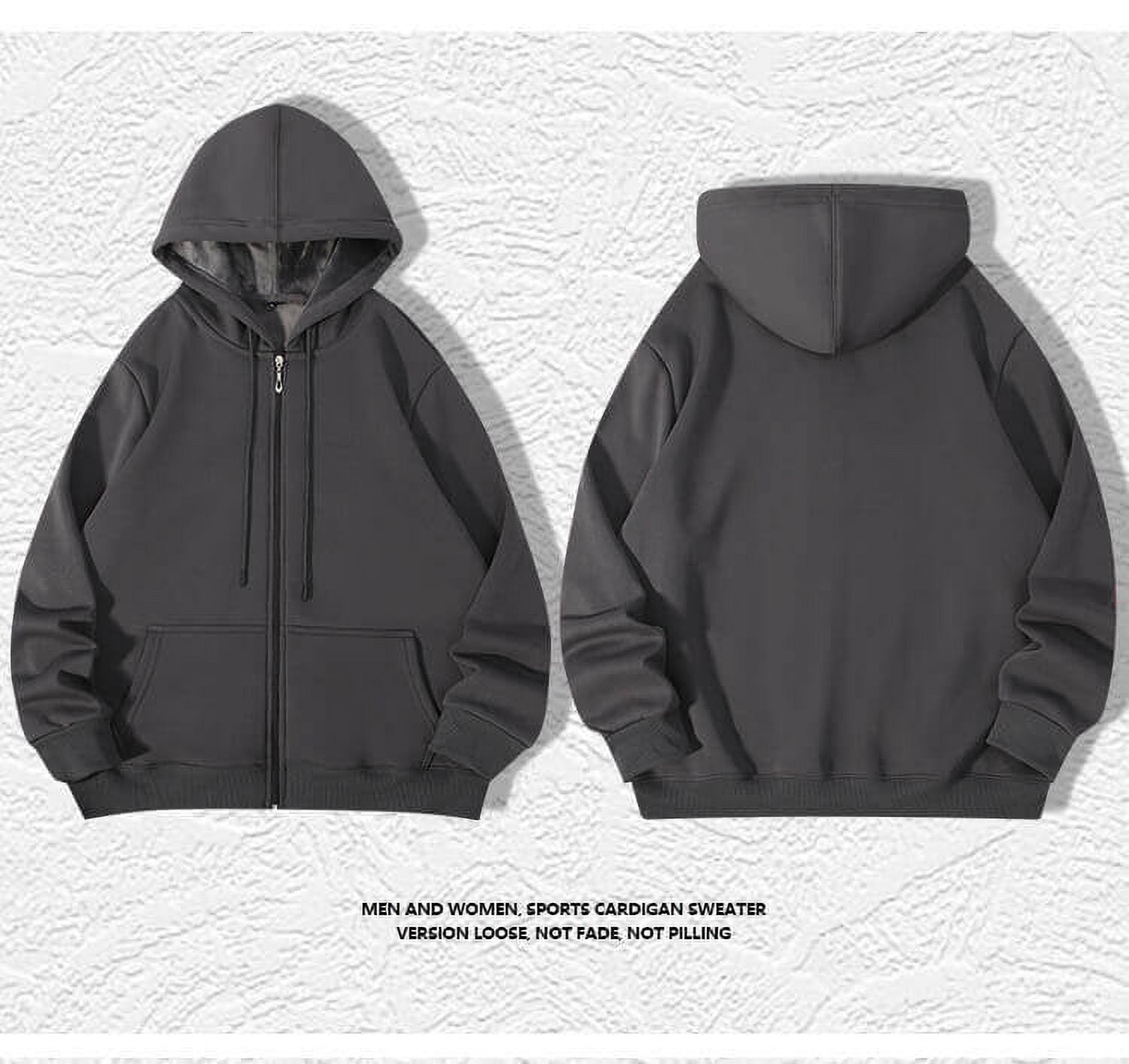 Men's 420g Thickened Fleece Zip-Up Hooded Sweatshirt Jacket - Walmart.com