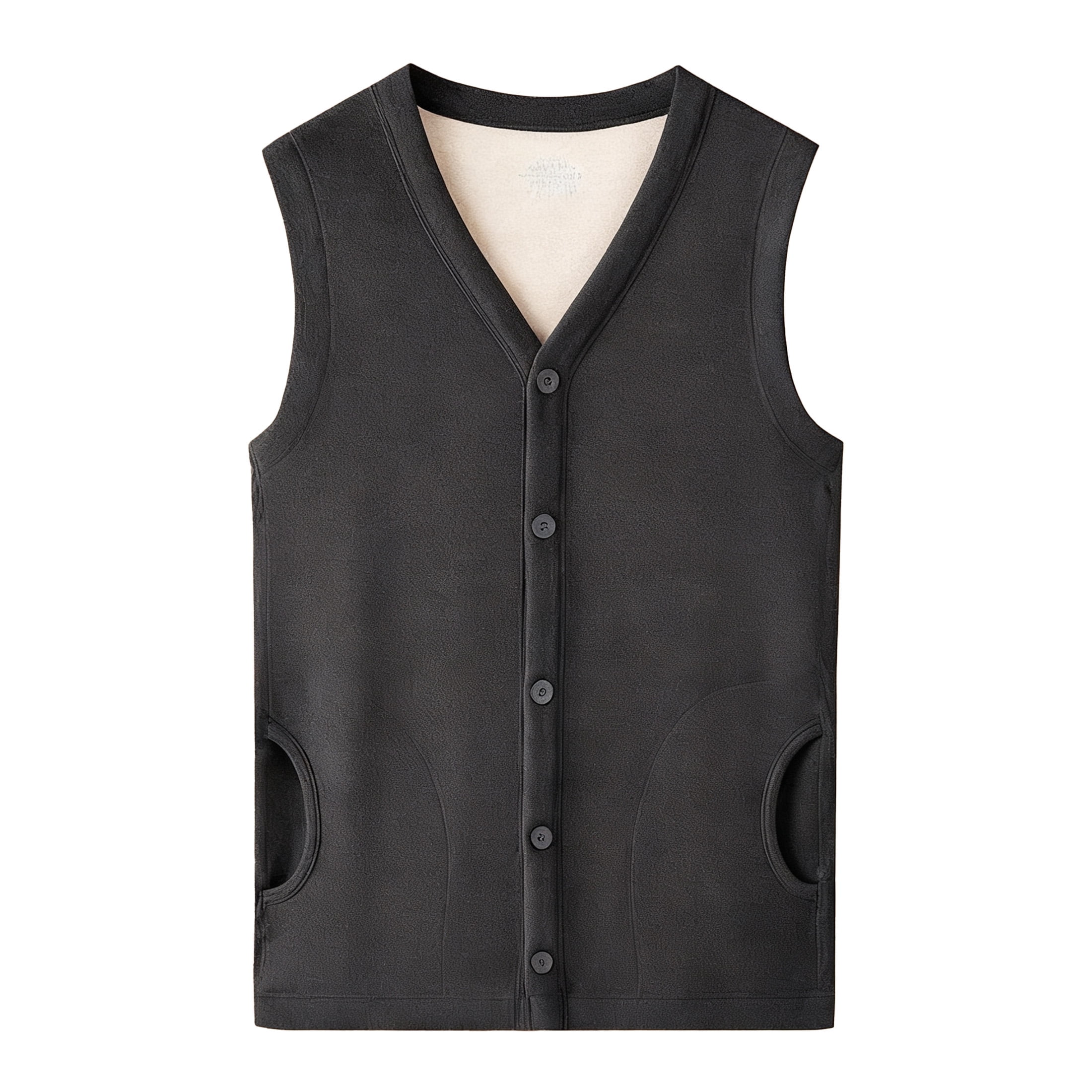 Men's Heavyweight Wool Blend Thermal Vest, Warm Vest Cardigan, Dark ...