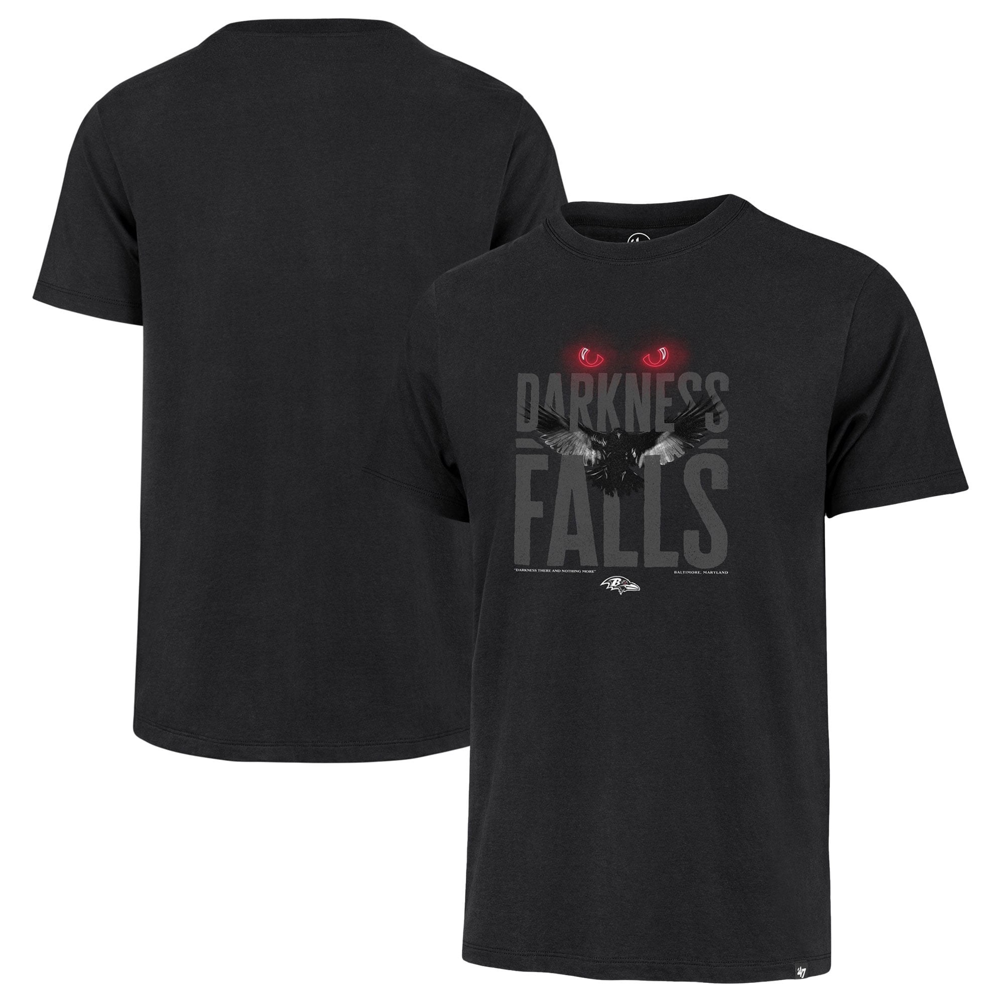 Men's '47 Black Baltimore Ravens Darkness Falls Franklin T-Shirt ...