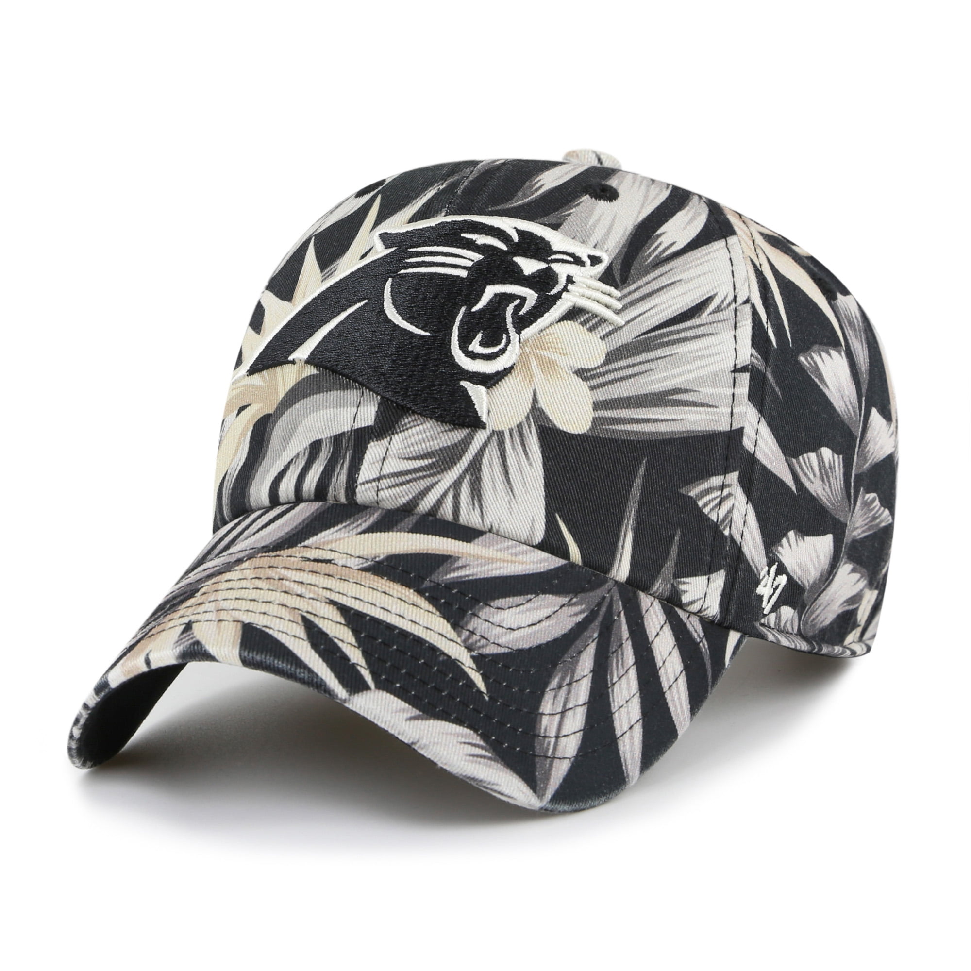 Men's '47 Black Carolina Panthers Tropicalia Clean Up Adjustable Hat ...