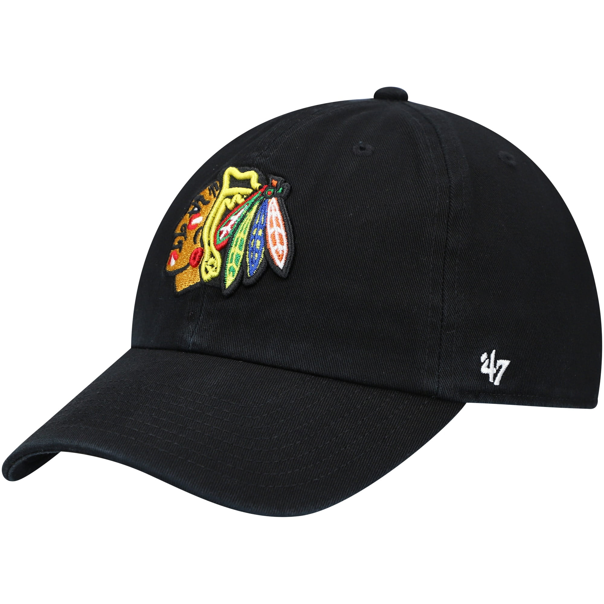Men's '47 Black Chicago Blackhawks Team Clean Up Adjustable Hat ...