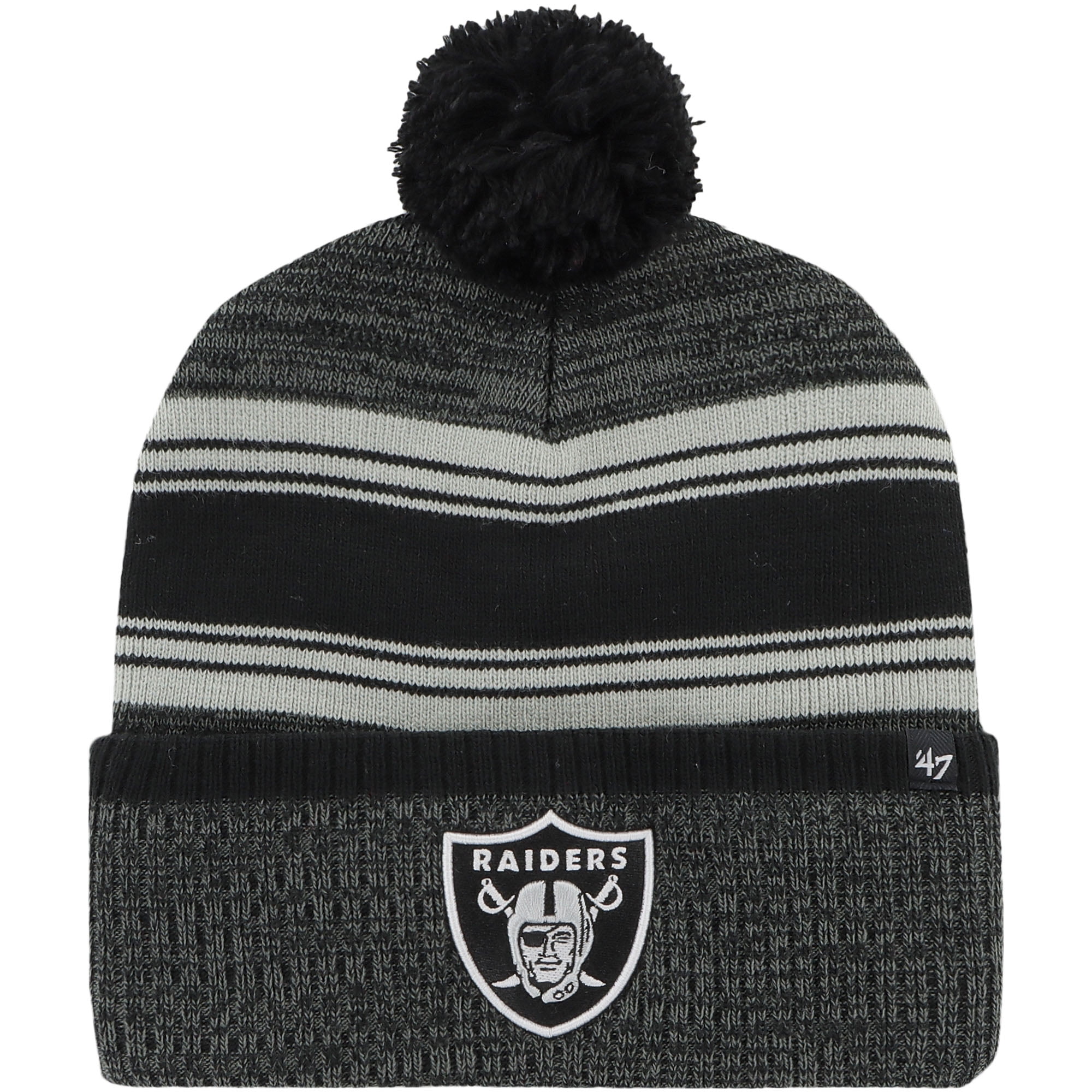 Men's '47 Black Las Vegas Raiders Fadeout Cuffed Knit Hat with Pom ...