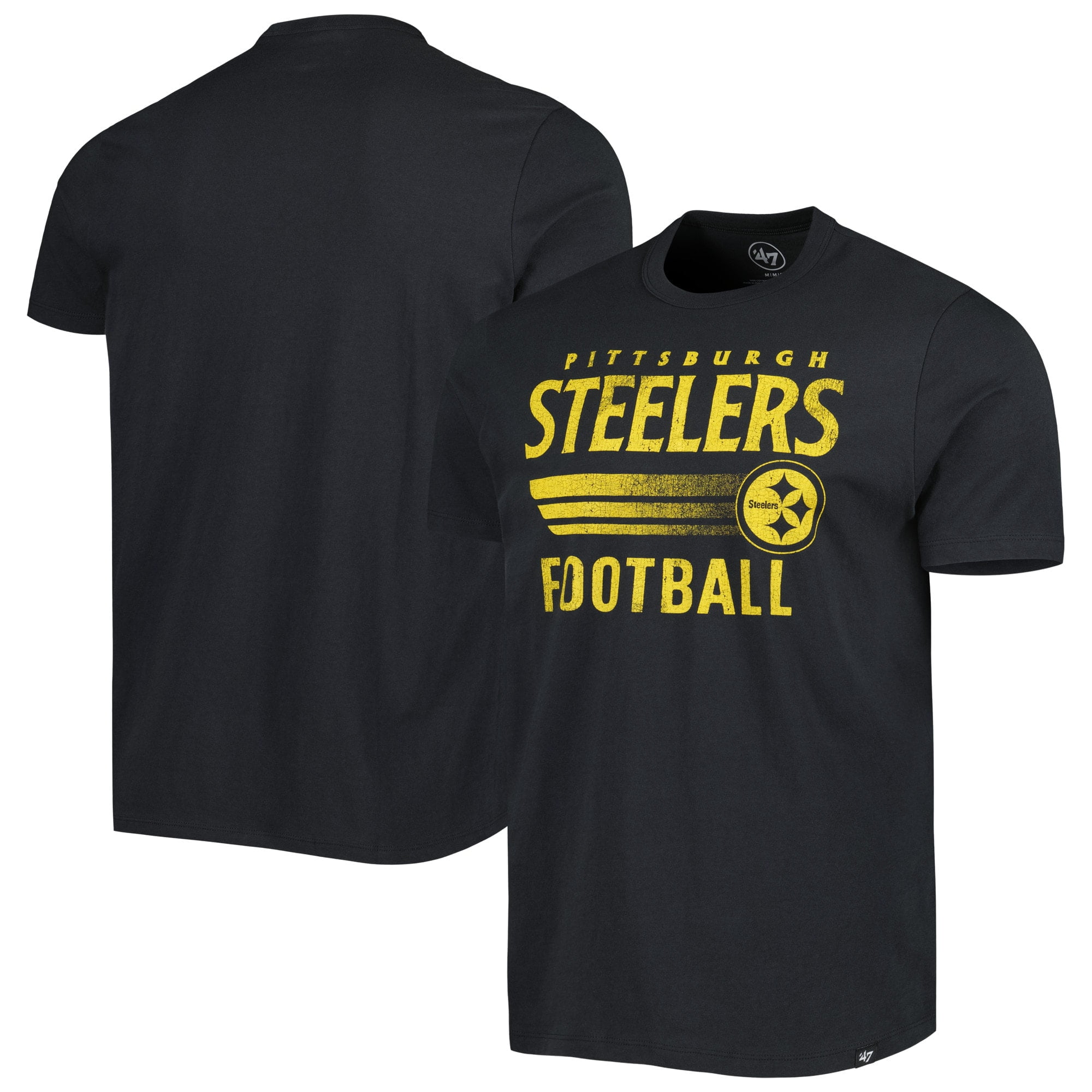 Men's '47 Black Pittsburgh Steelers Wordmark Rider Franklin T-Shirt ...