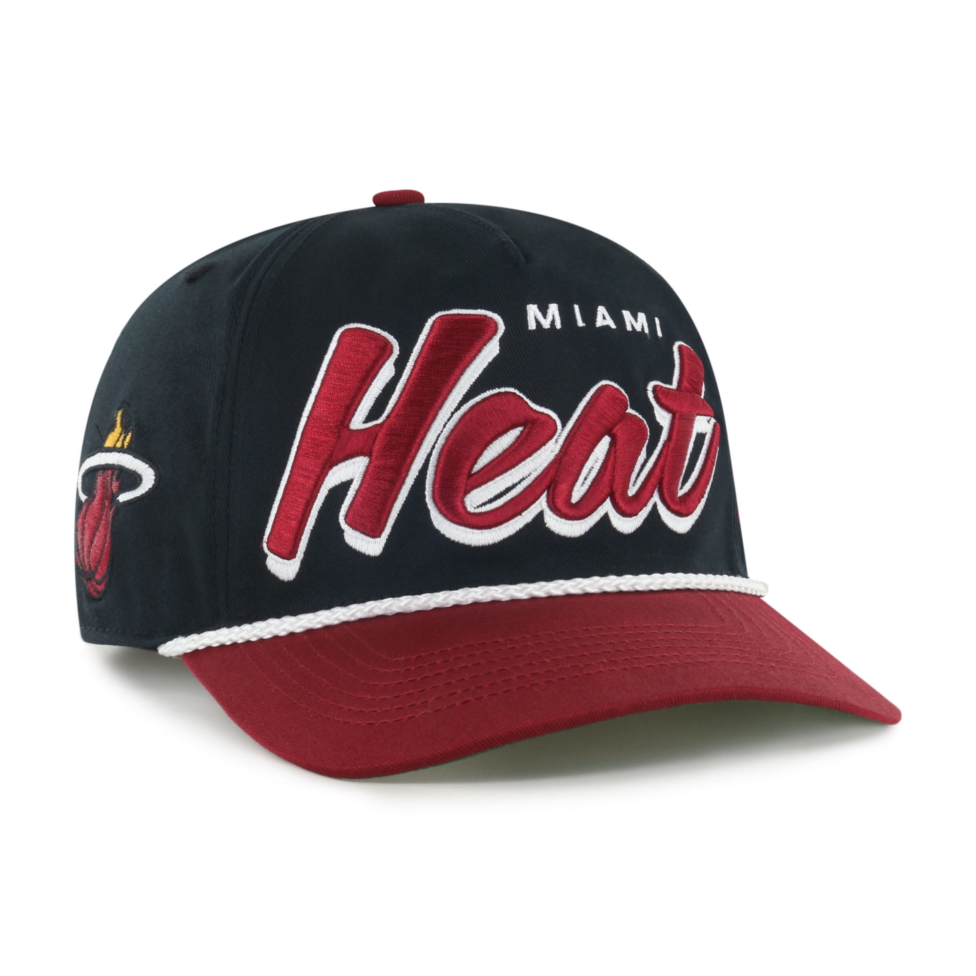 Men's '47 Black/Red Miami Heat Dropshadow Rope Hitch Adjustable Hat - Walmart.com