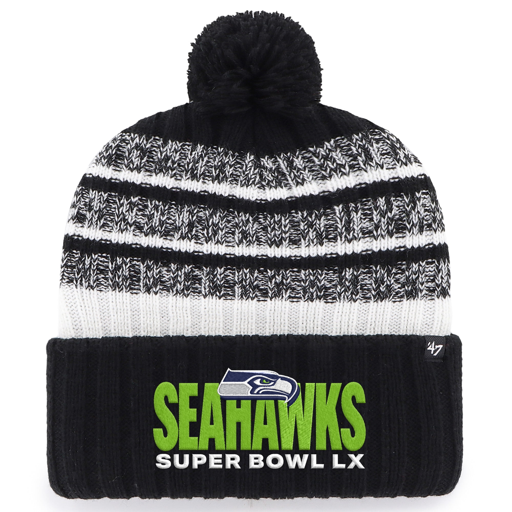 Men's '47 Black Seattle Seahawks Super Bowl LX Tavern Cuffed Knit Hat ...