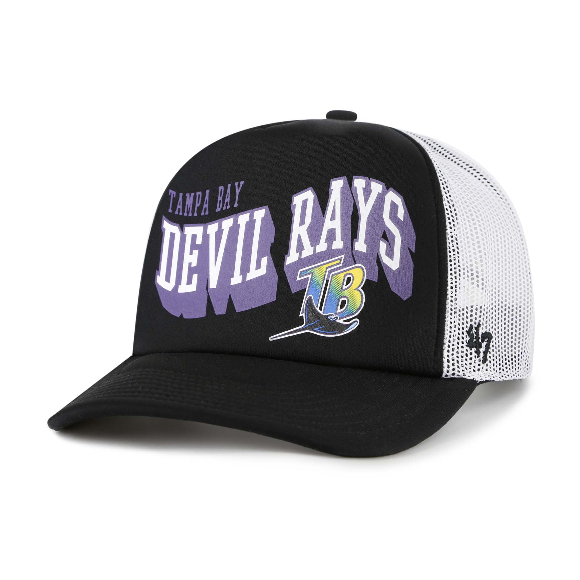 Men's '47 Black Tampa Bay Rays Meander Foam Trucker Snapback Hat ...
