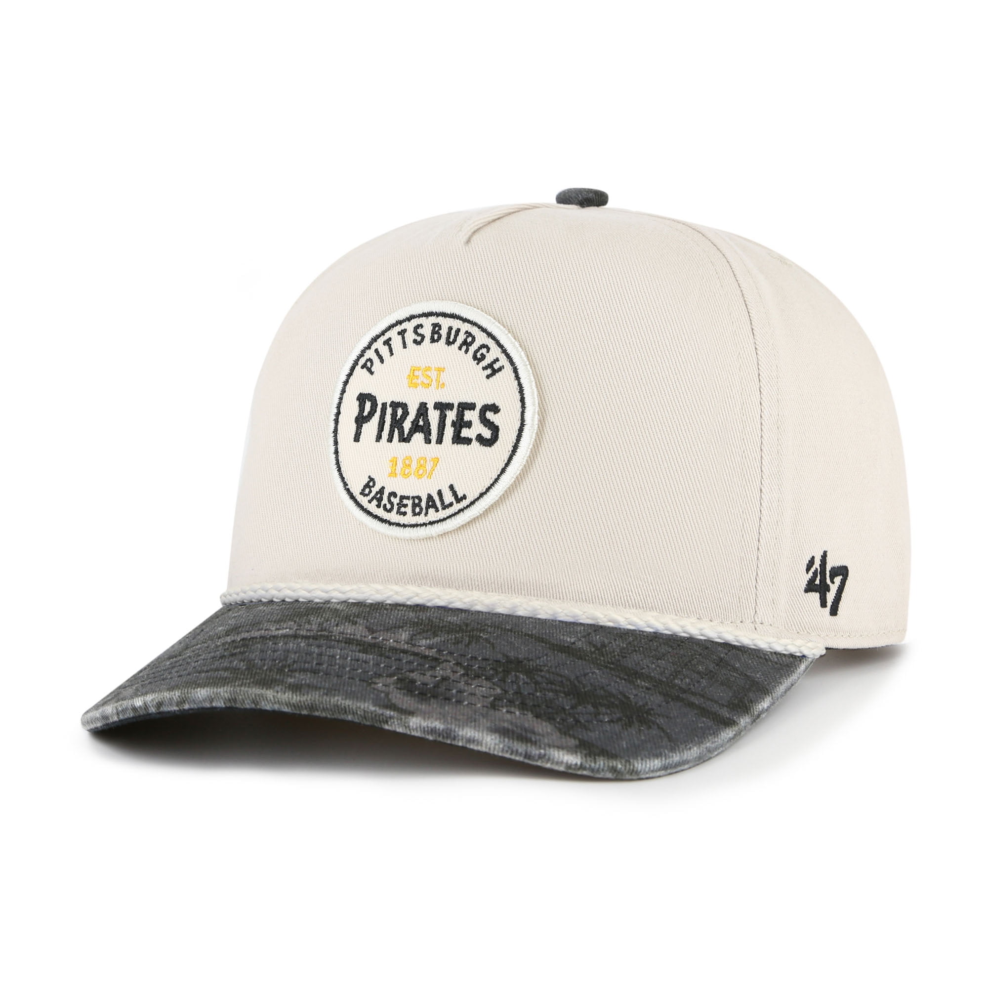 Men's '47 Cream/Black Pittsburgh Pirates Fiji Rope Hitch Adjustable Hat ...