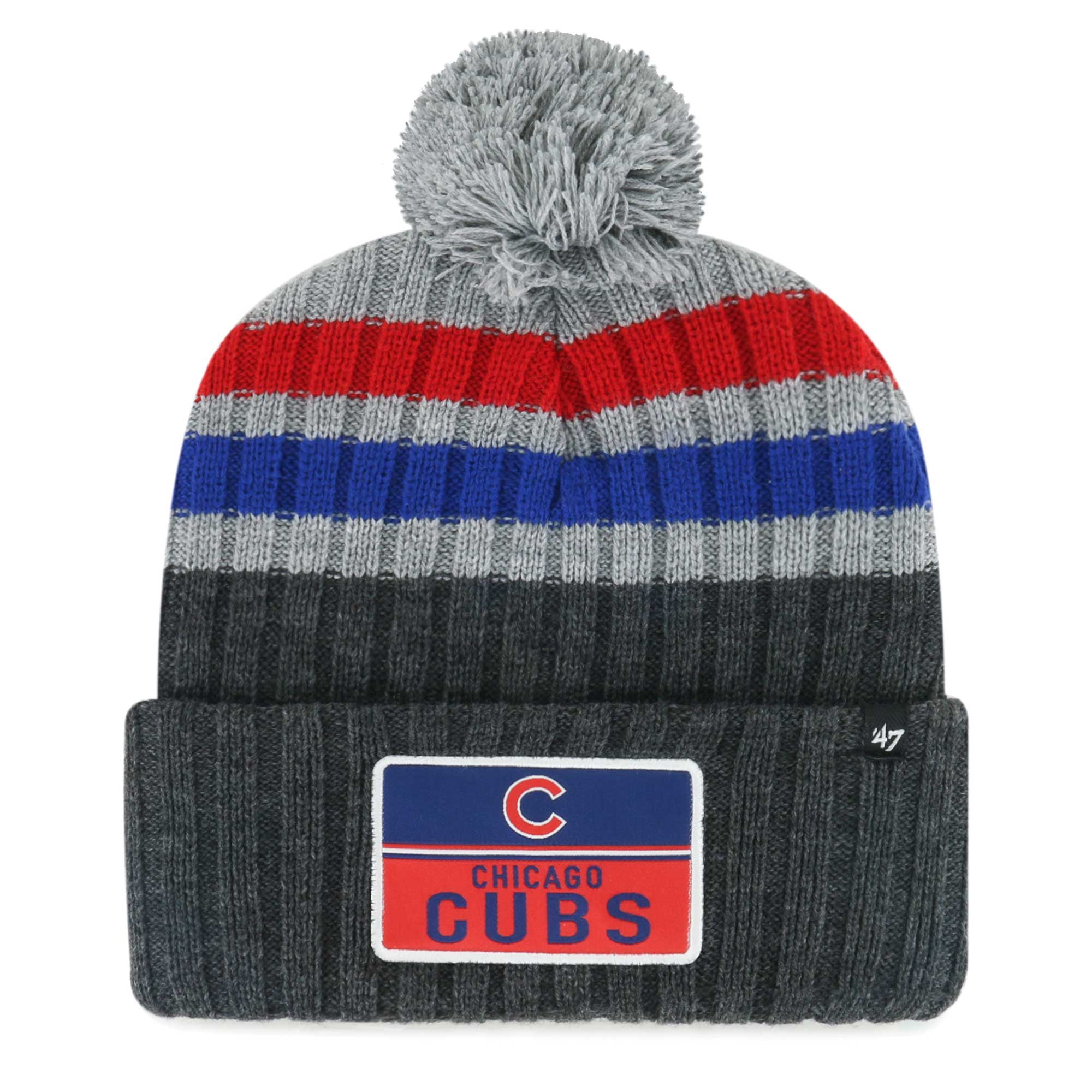 Men's '47 Gray Chicago Cubs Stack Cuffed Knit Hat with Pom - Walmart.com