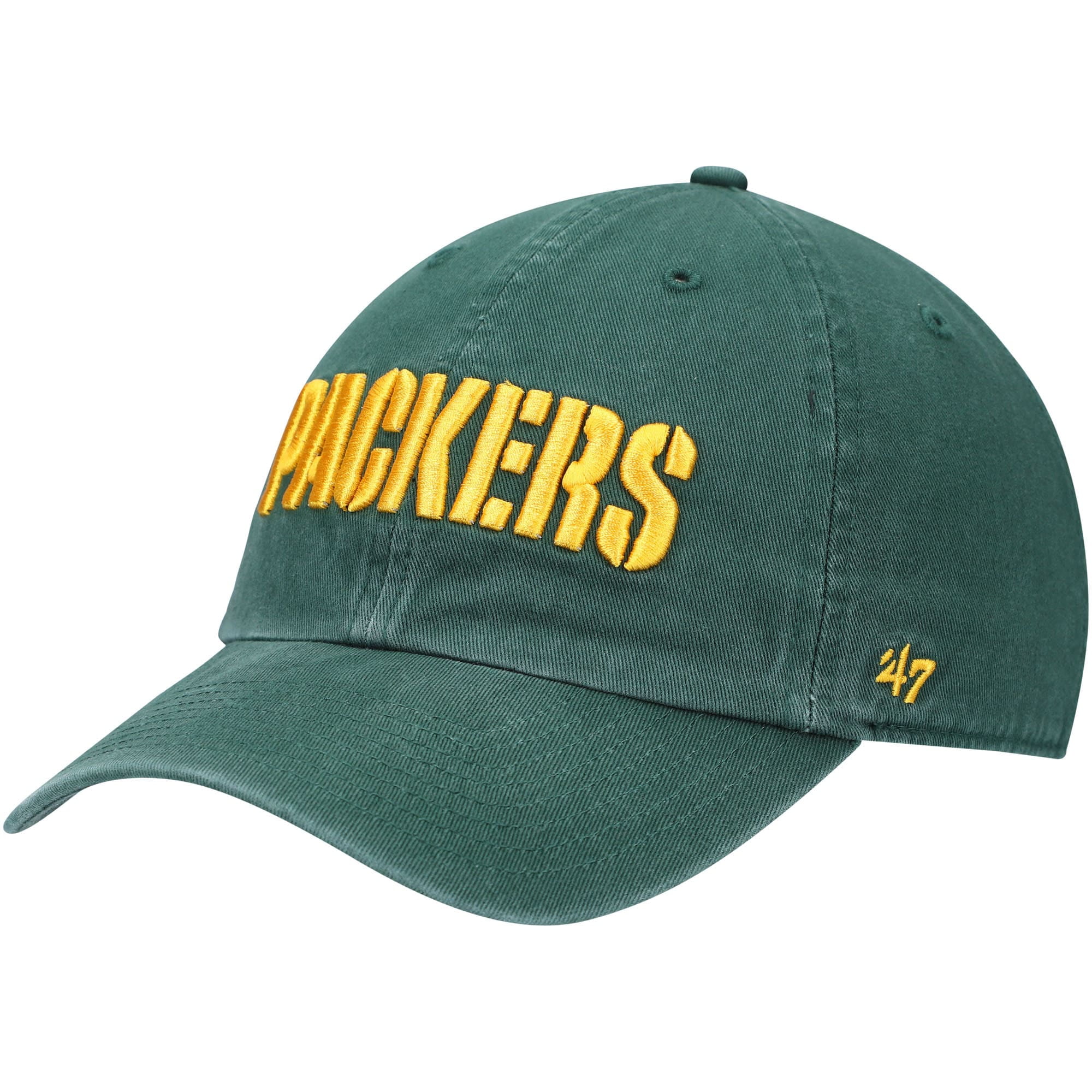 47 Brand Men's Green Bay Packers Clean Up Script Adjustable Cotton Hat ...