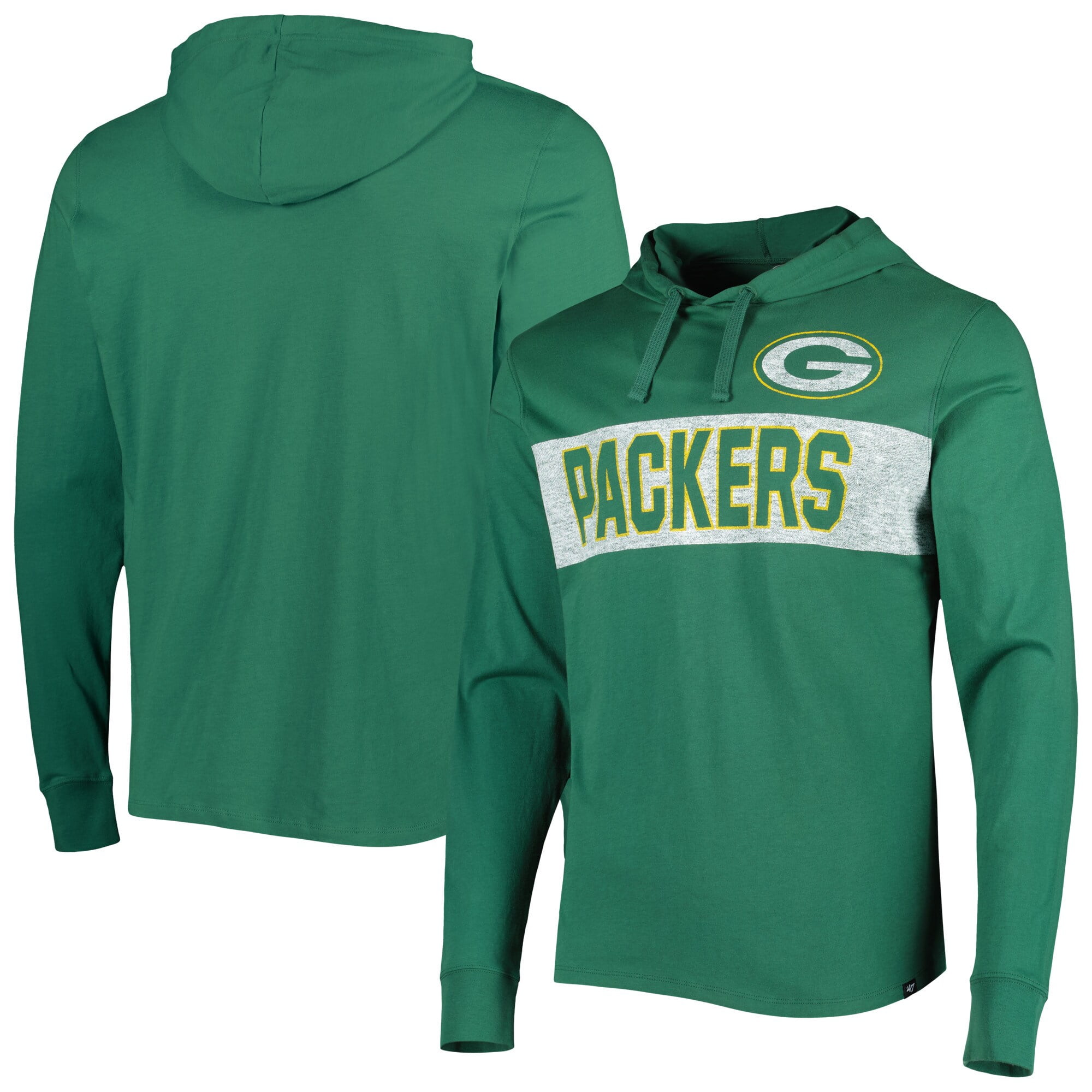 Men's '47 Green Green Bay Packers Field Franklin Hooded Long Sleeve T ...