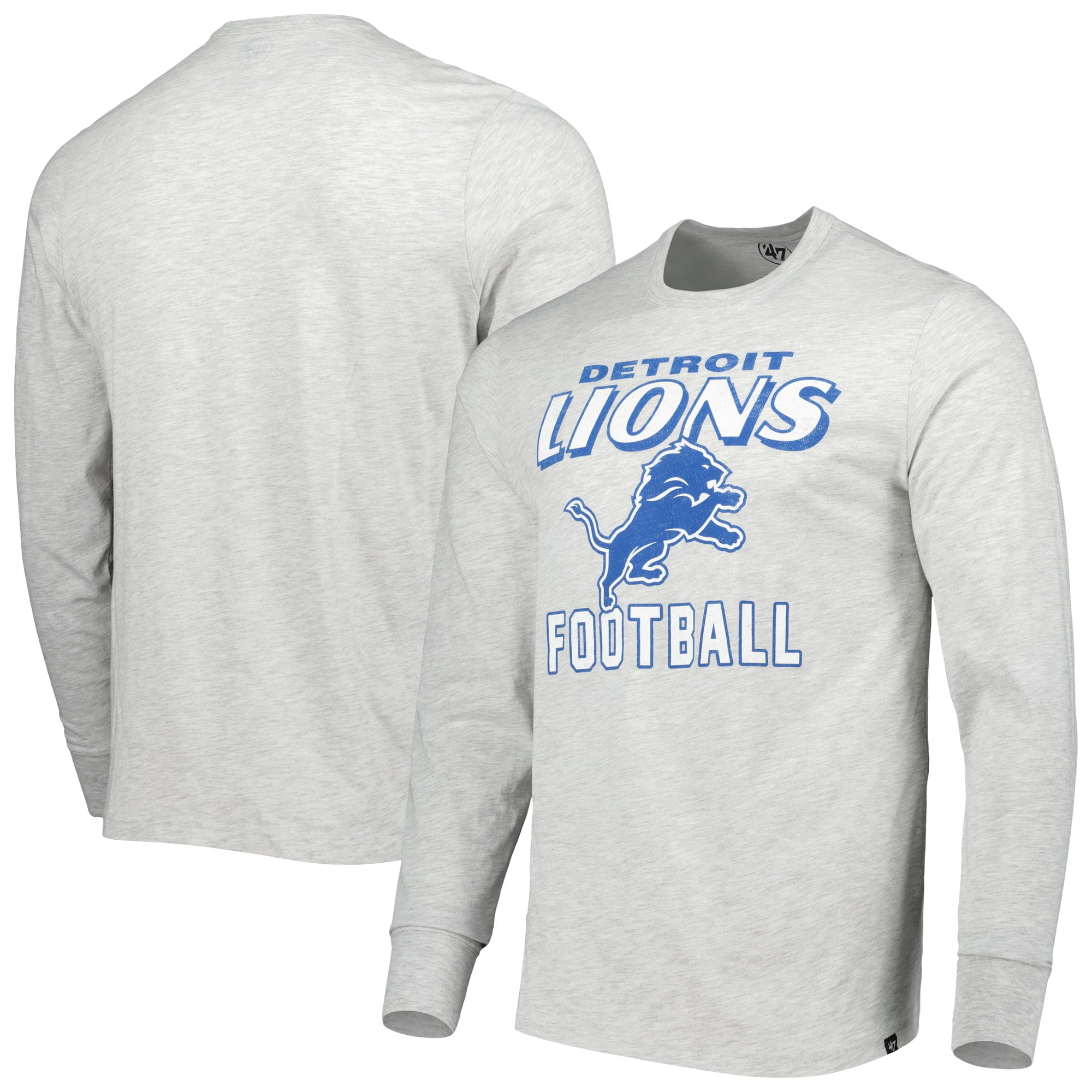 Men's '47 Heathered Gray Detroit Lions Dozer Franklin Long Sleeve T ...