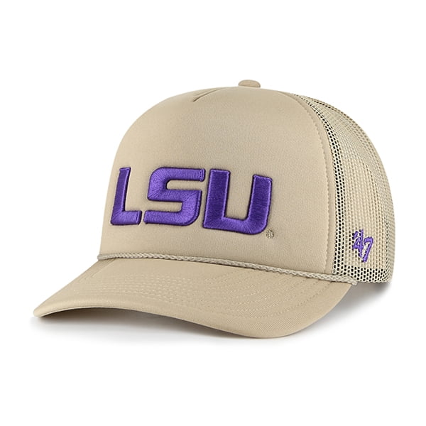Men's '47 Khaki LSU Tigers Foam Front Mesh Trucker Snapback Hat ...
