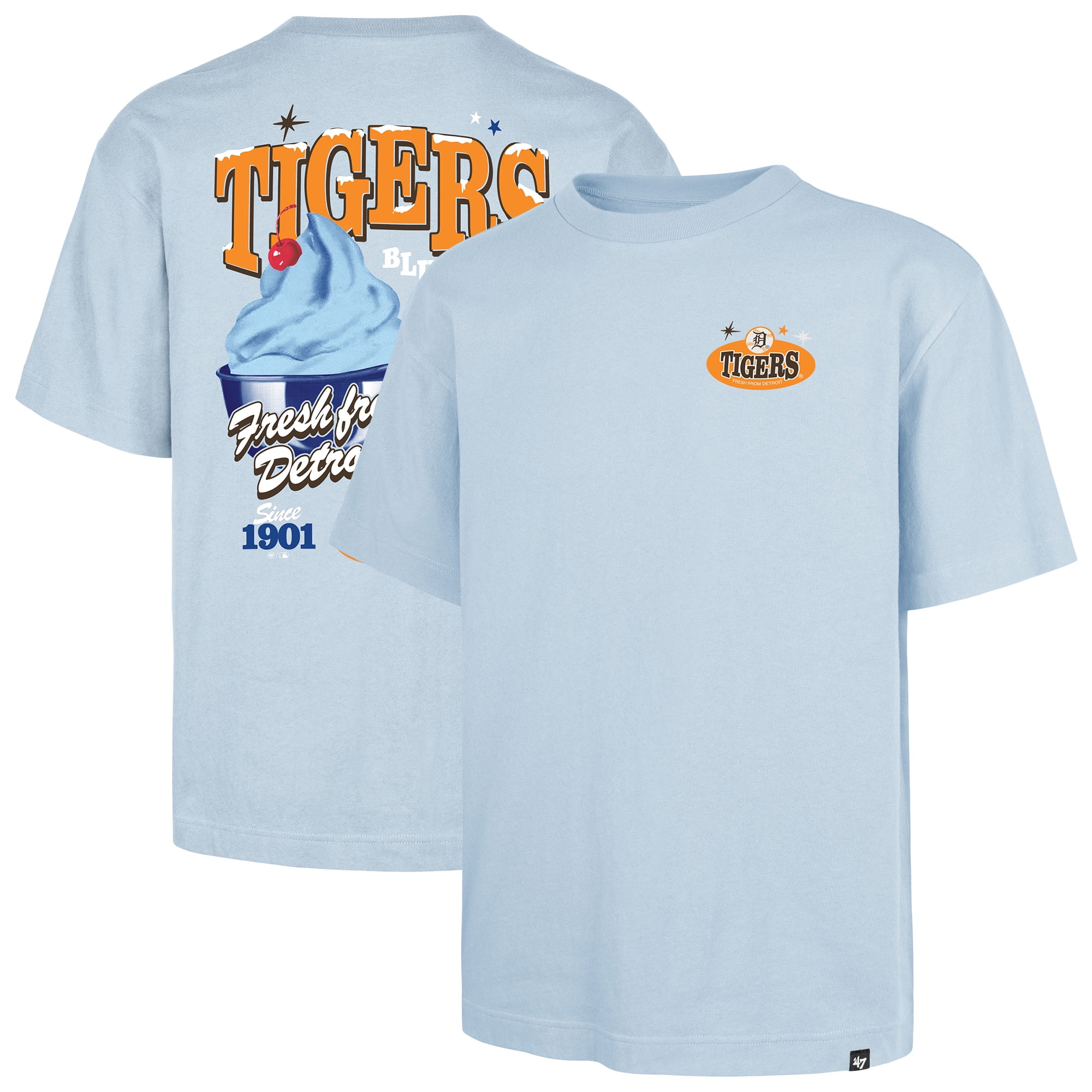 Men's '47 Light Blue Detroit Tigers Ice Cream Parlor Foundation T-Shirt ...