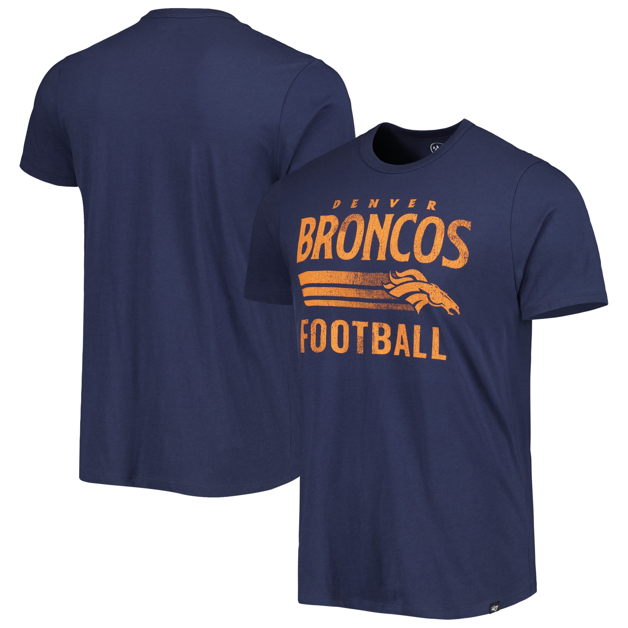 47 Brand Men's Denver Broncos Wordmark Rider Franklin T-Shirt, Navy ...