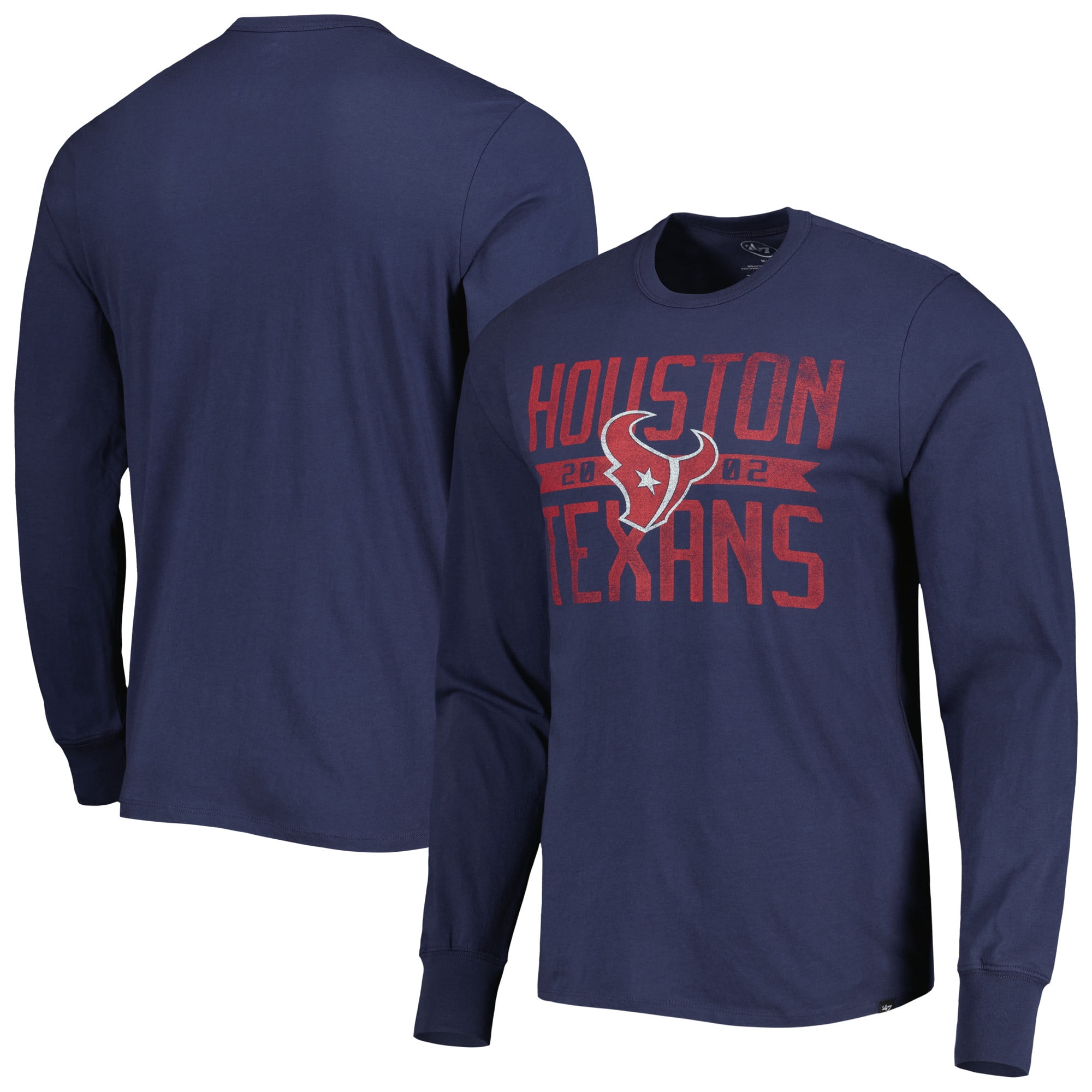 Men's '47 Navy Houston Texans Brand Wide Out Franklin Long Sleeve T-Shirt - Walmart.com