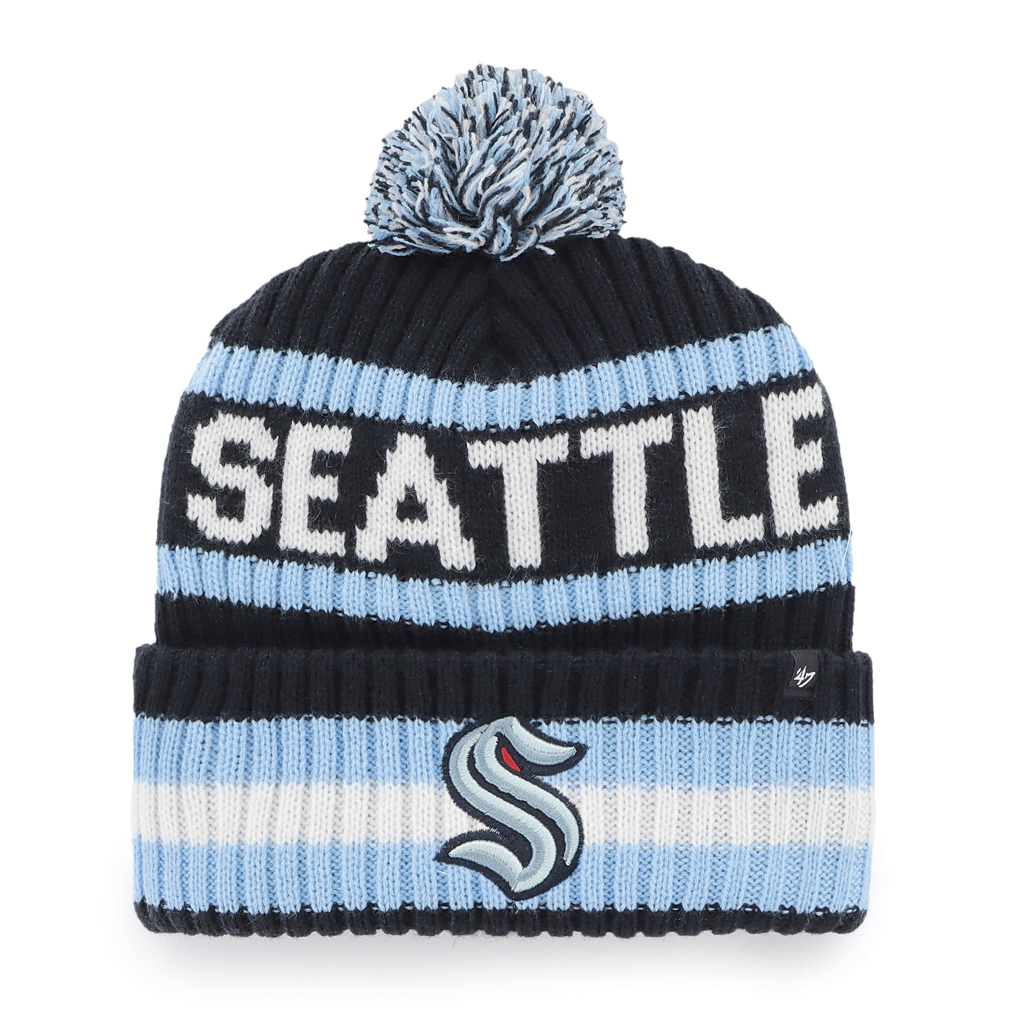 Men's '47 Navy Seattle Kraken Bering Cuffed Knit Hat with Pom - Walmart.com