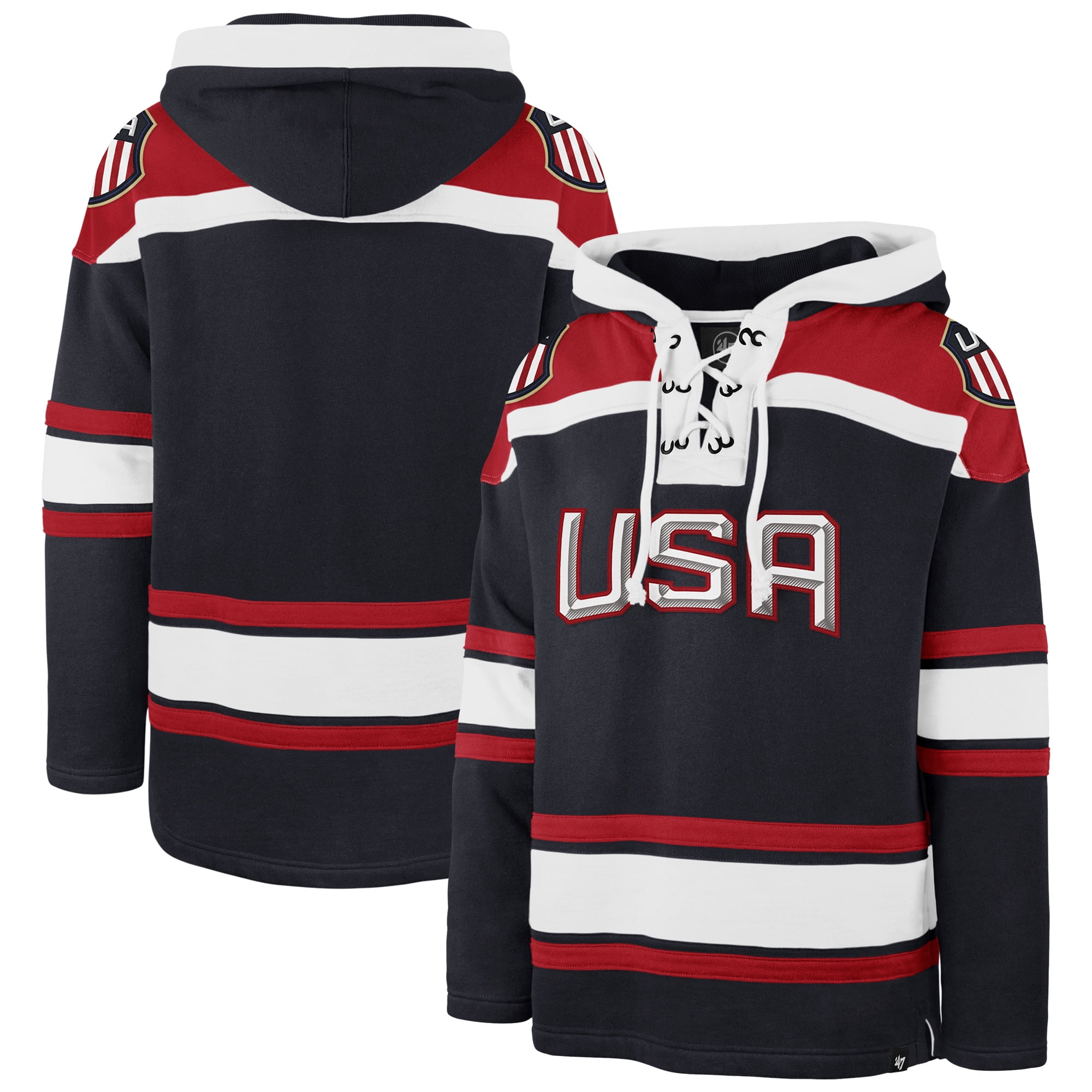 Men's '47 Navy USA 2025 4 Nations Face-Off Superior Lacer Pullover ...
