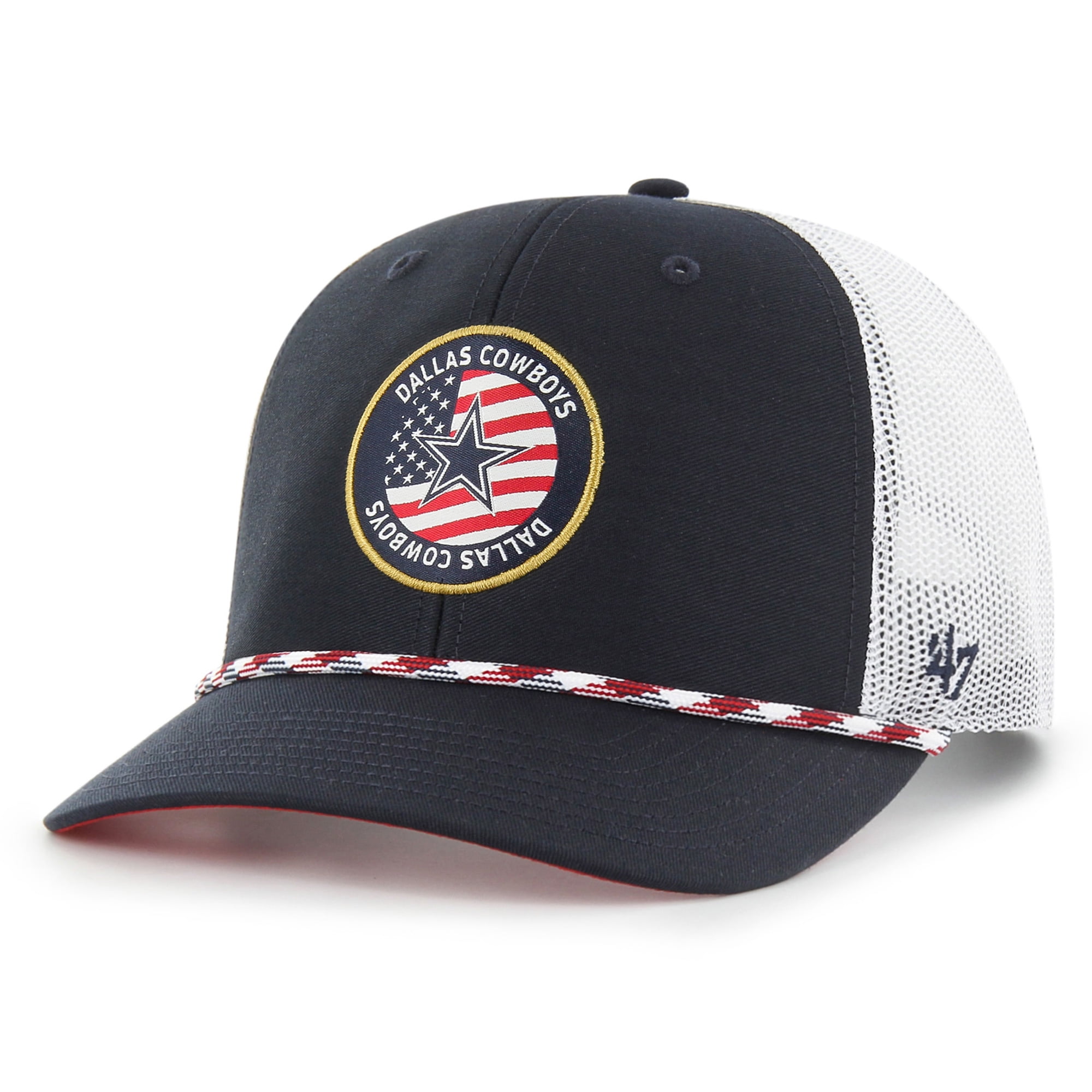 Men's '47 Navy/White Dallas Cowboys Union Patch Trucker Adjustable Hat ...