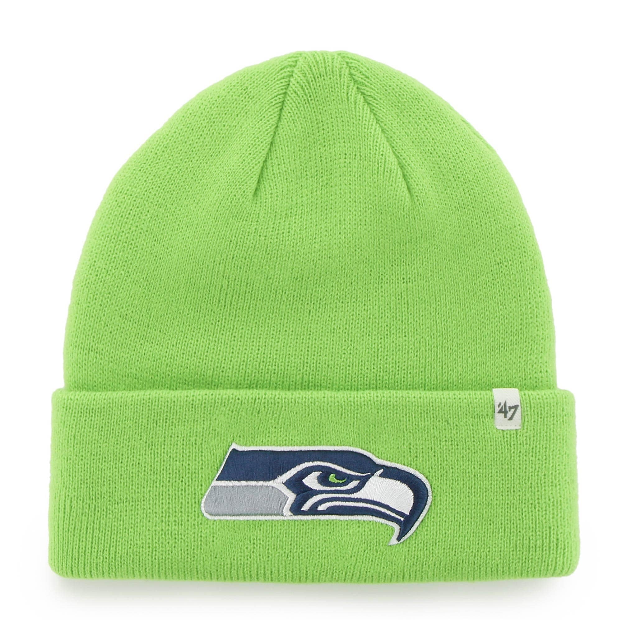 47 Brand NFL Men's Neon Green Seattle Seahawks Cuffed Knit Hat - One ...