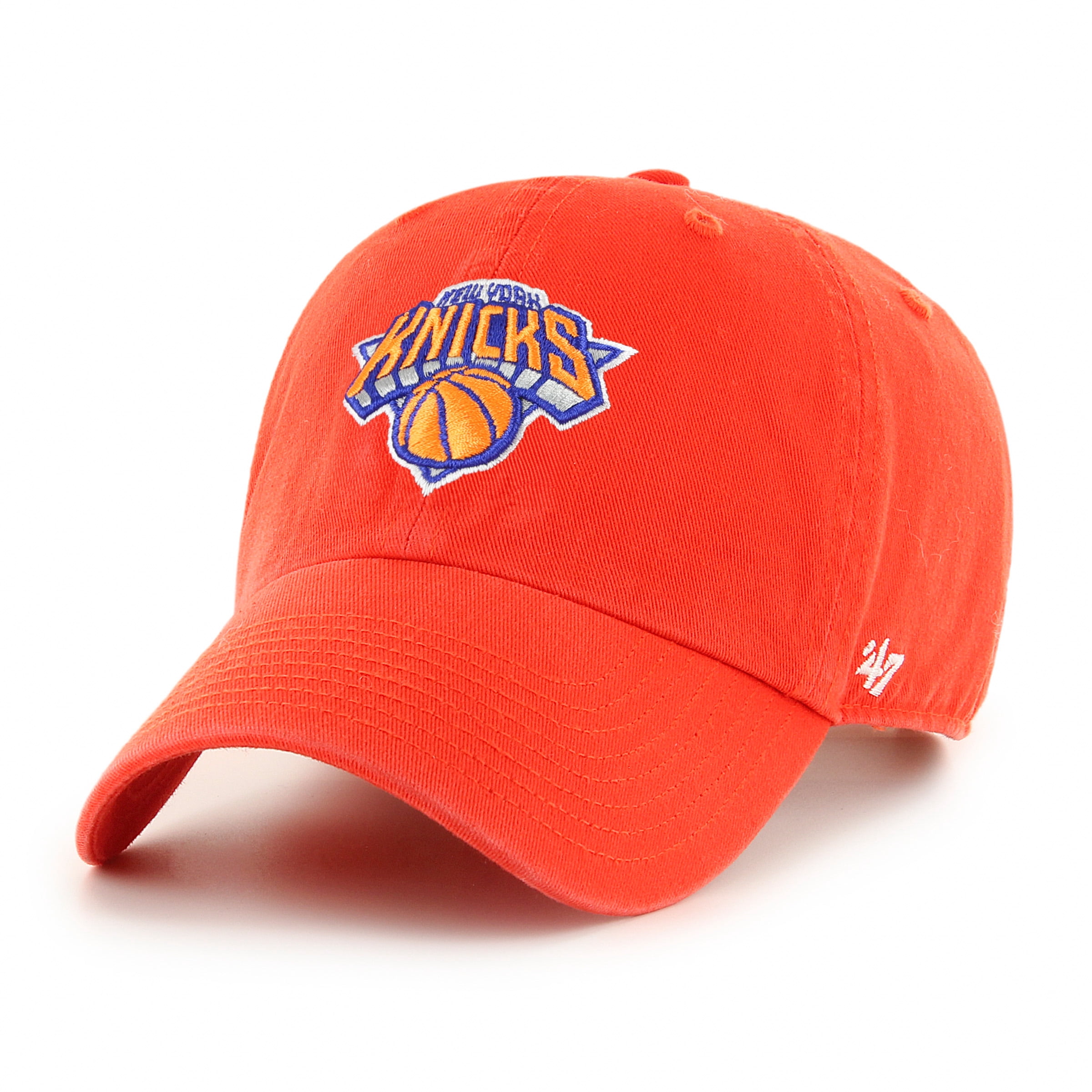 Men's '47 Orange New York Knicks Core Logo Clean Up Adjustable Hat ...