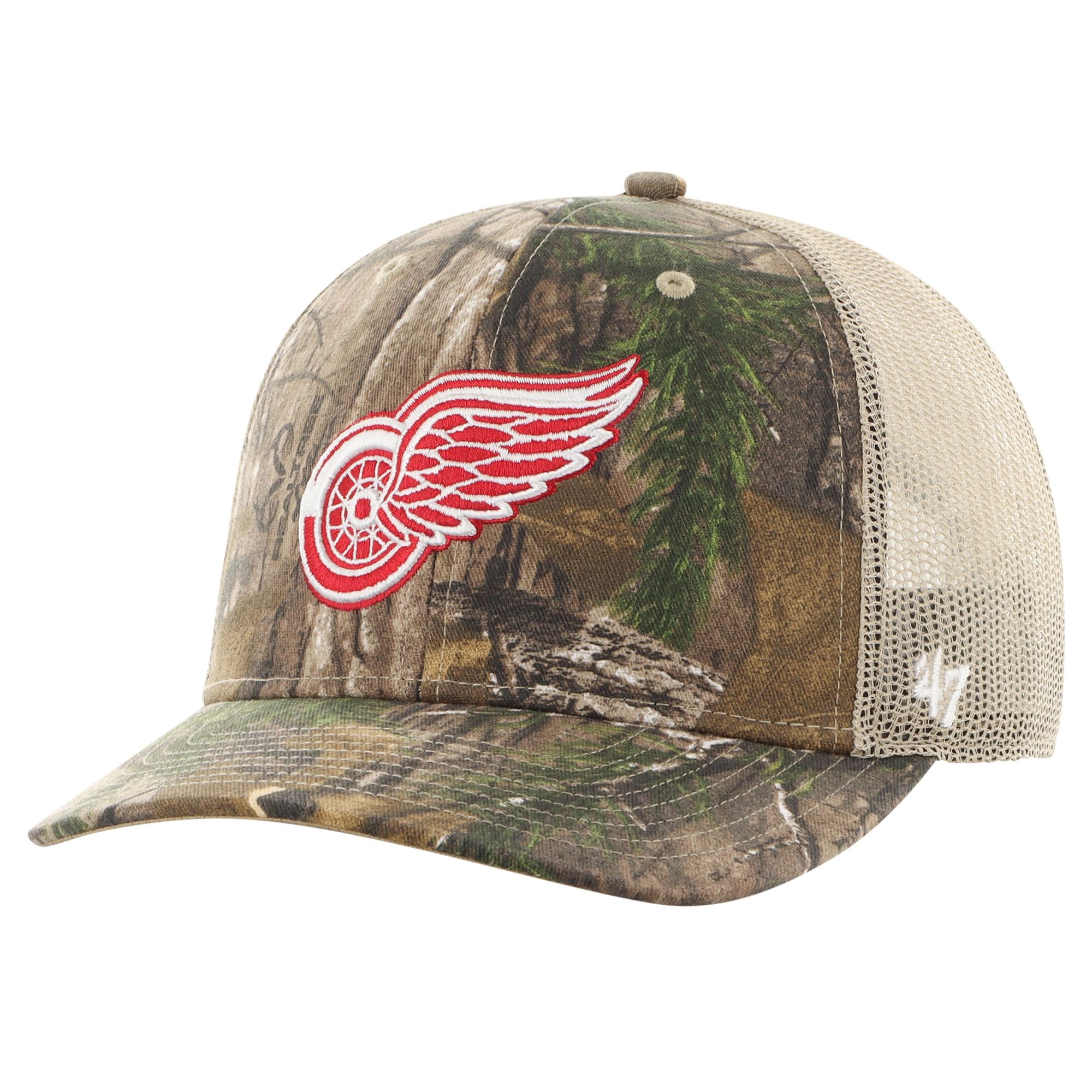 Men's '47 Realtree Camo Detroit Red Wings Logo Trucker Adjustable Hat ...