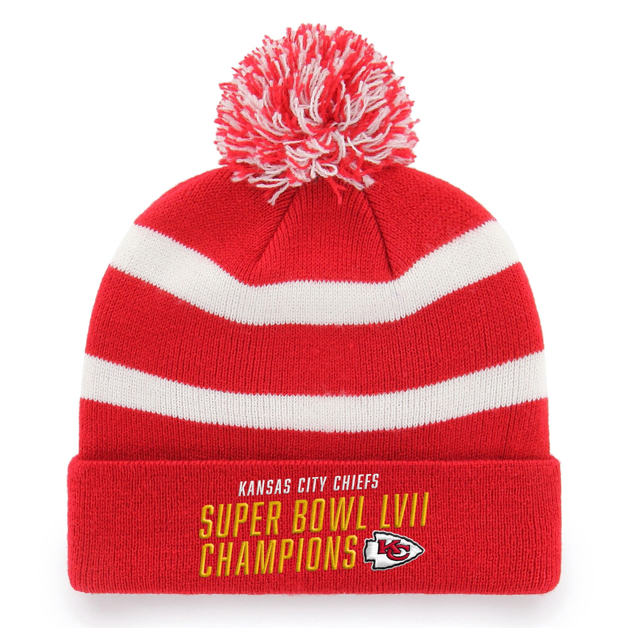 Men's '47 Red Kansas City Chiefs Super Bowl LVII Champions Cuffed Pom ...