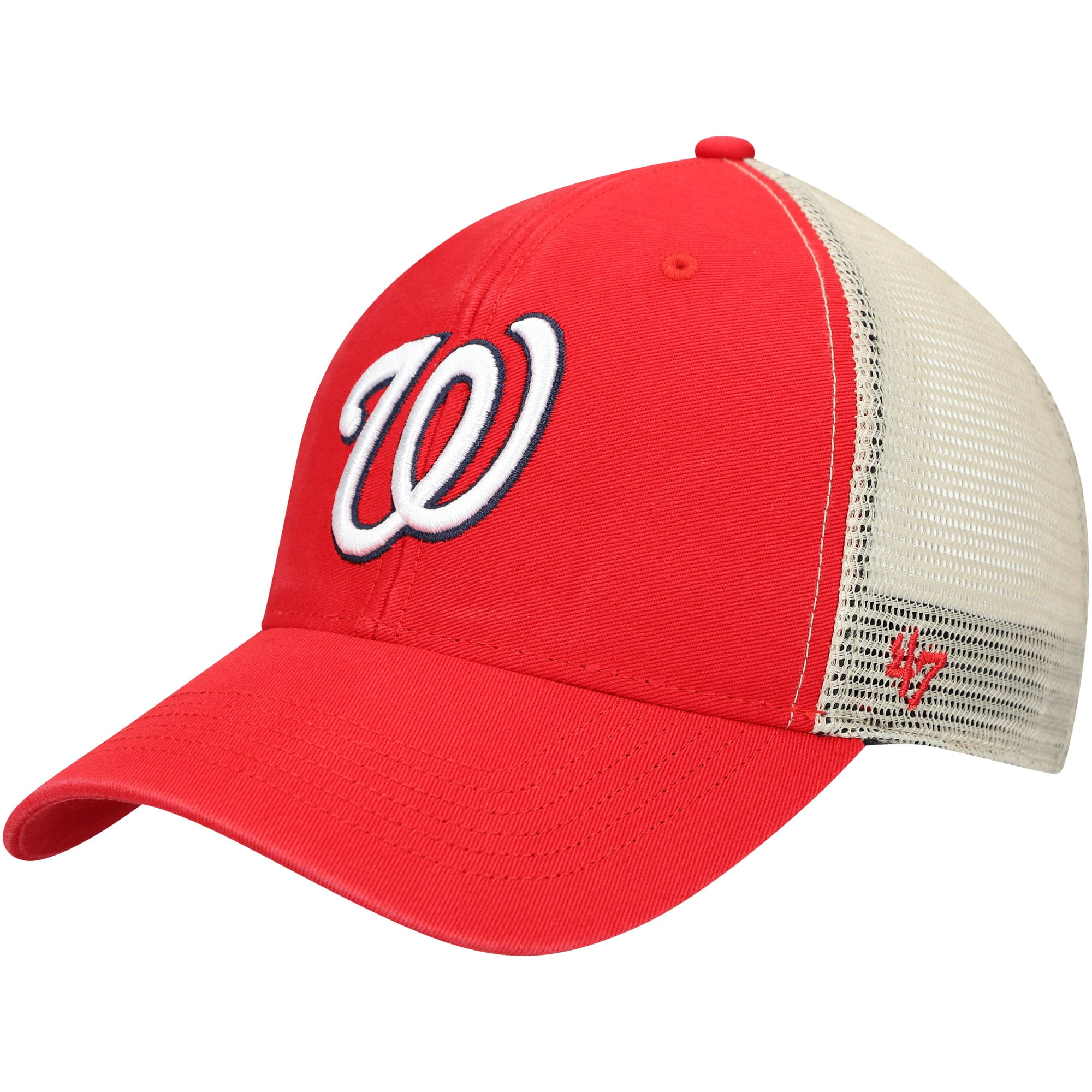 Men's '47 Red/Natural Washington Nationals Flagship Washed MVP Trucker ...