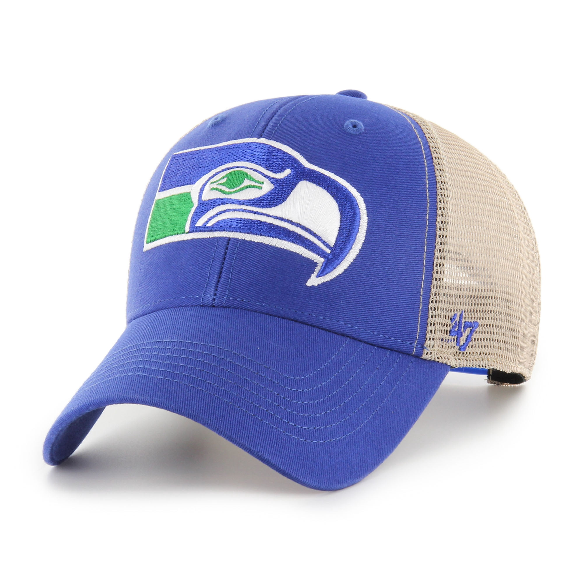 Men's '47 Royal/Natural Seattle Seahawks Flagship MVP Trucker ...