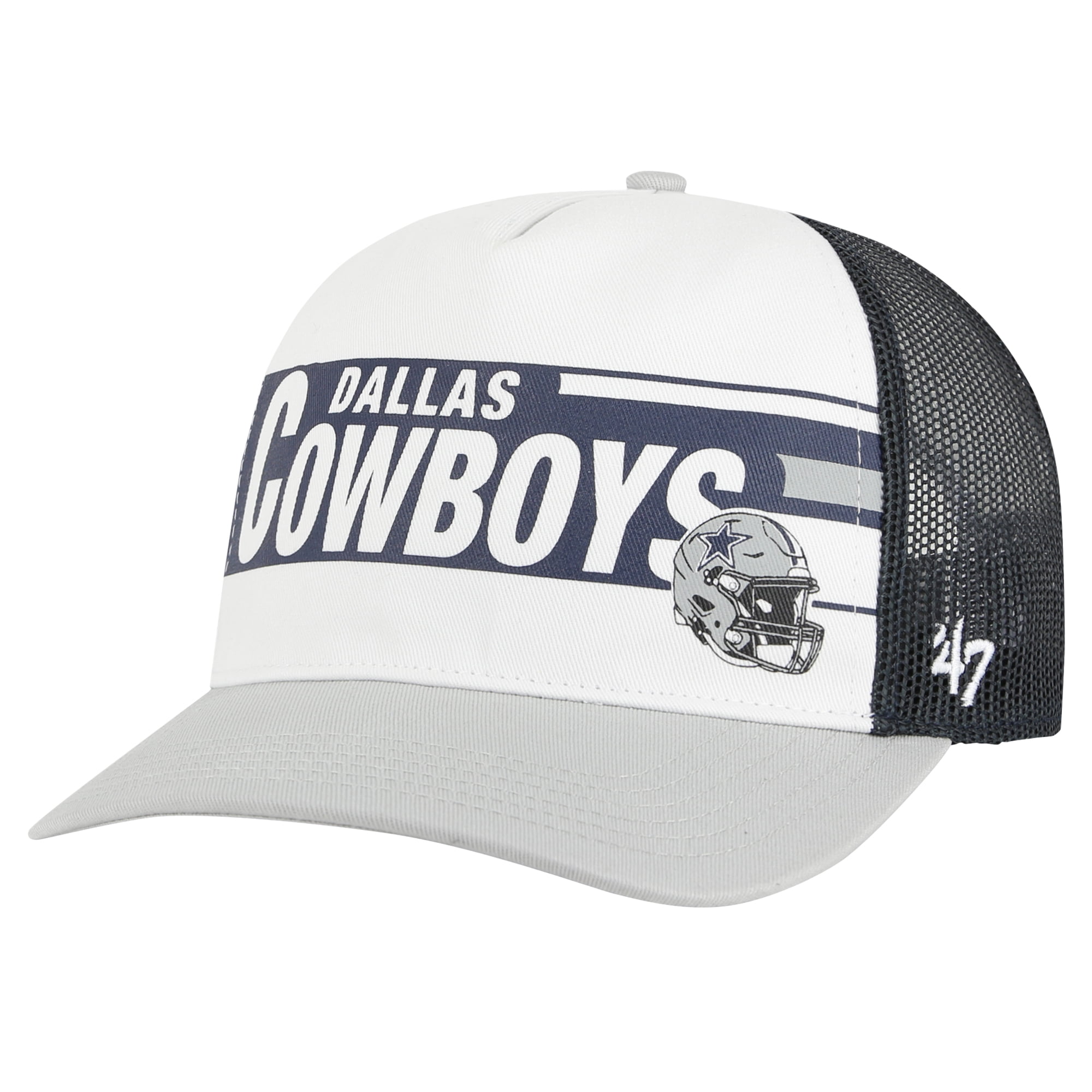 Men's '47 White/Gray Dallas Cowboys Stack Line Hitch Trucker Adjustable Hat - Walmart.com