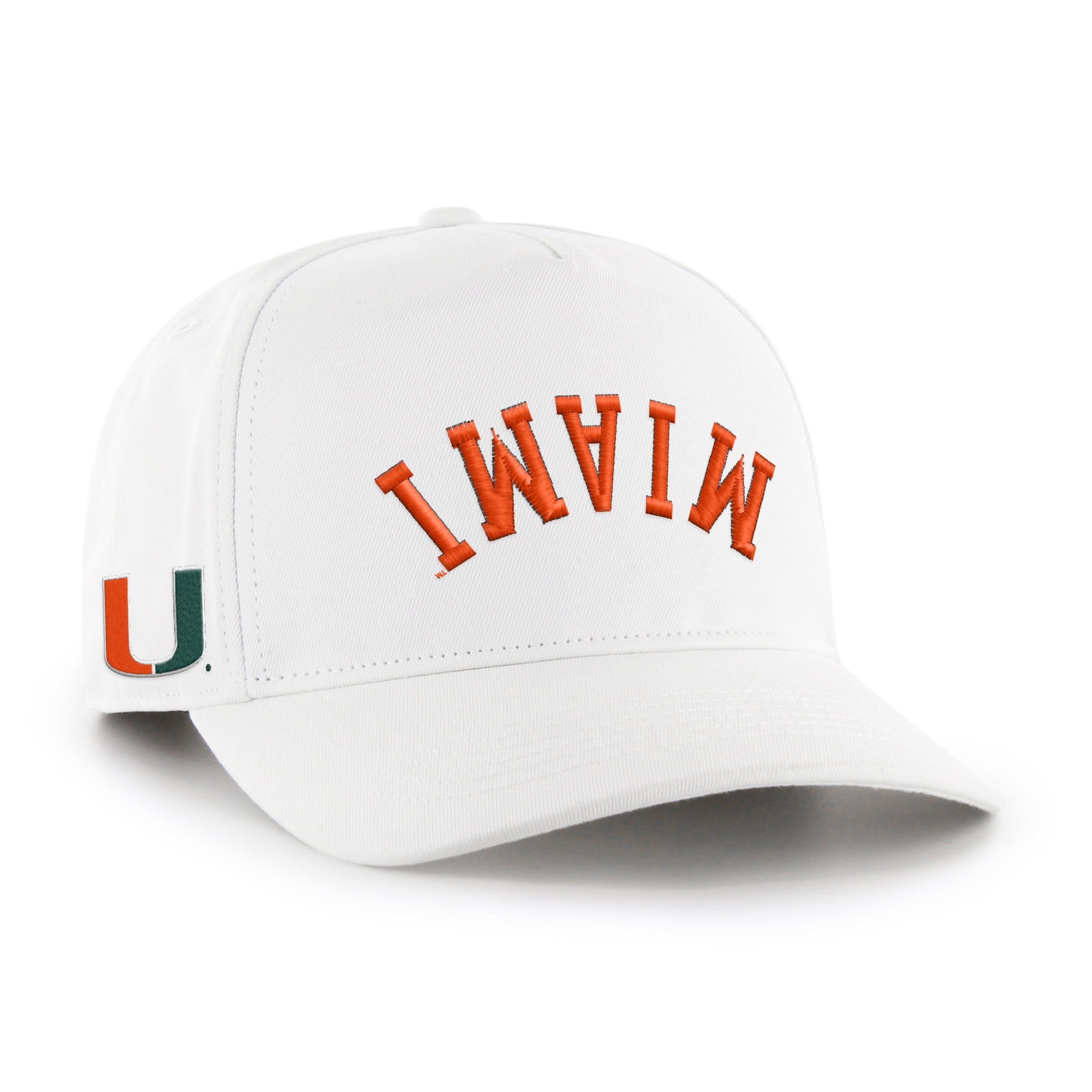 Men's '47 White Miami Hurricanes Flip Script Hitch Adjustable Hat ...
