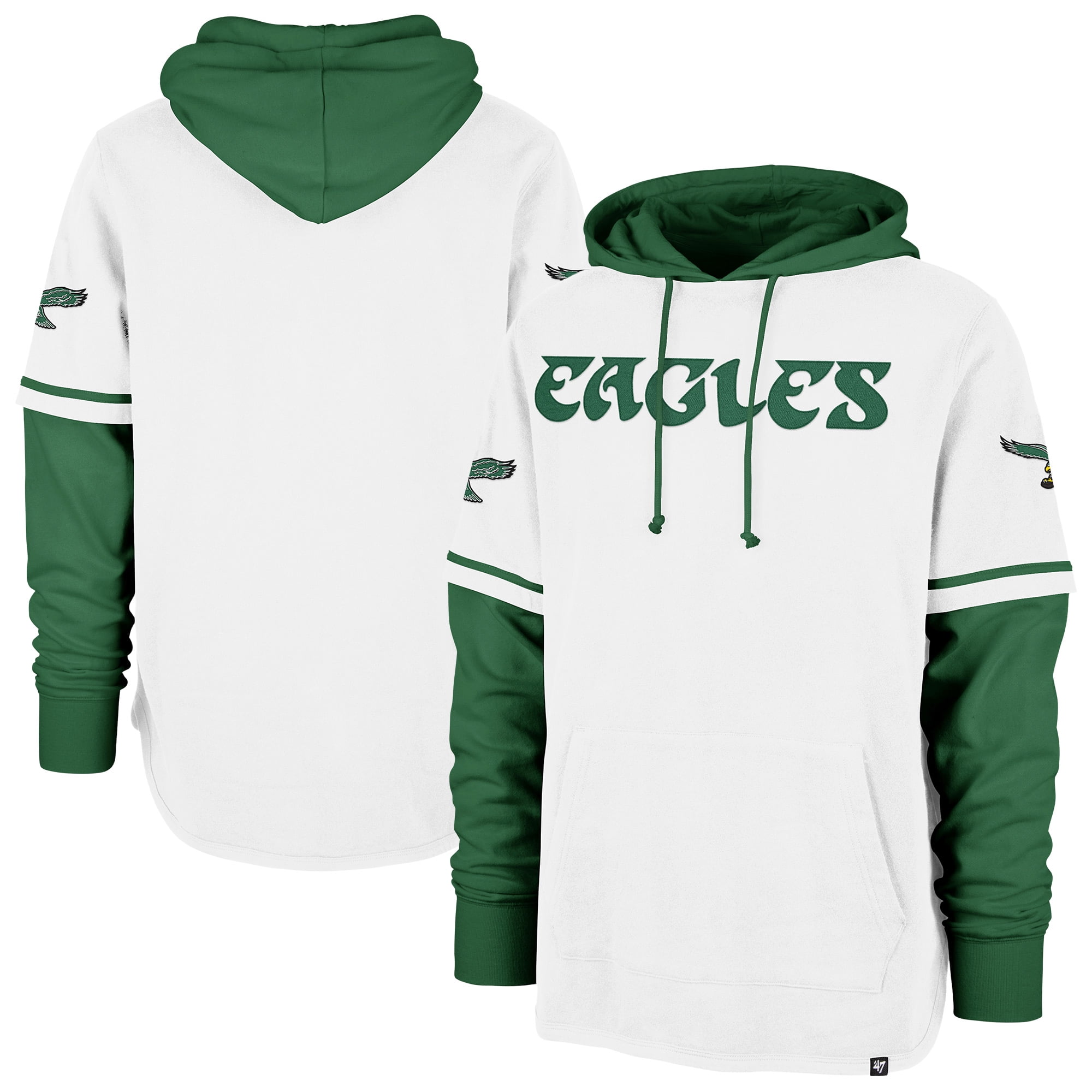 Men's-'47 White Philadelphia Eagles Throwback Shortstop Pullover Hoodie ...