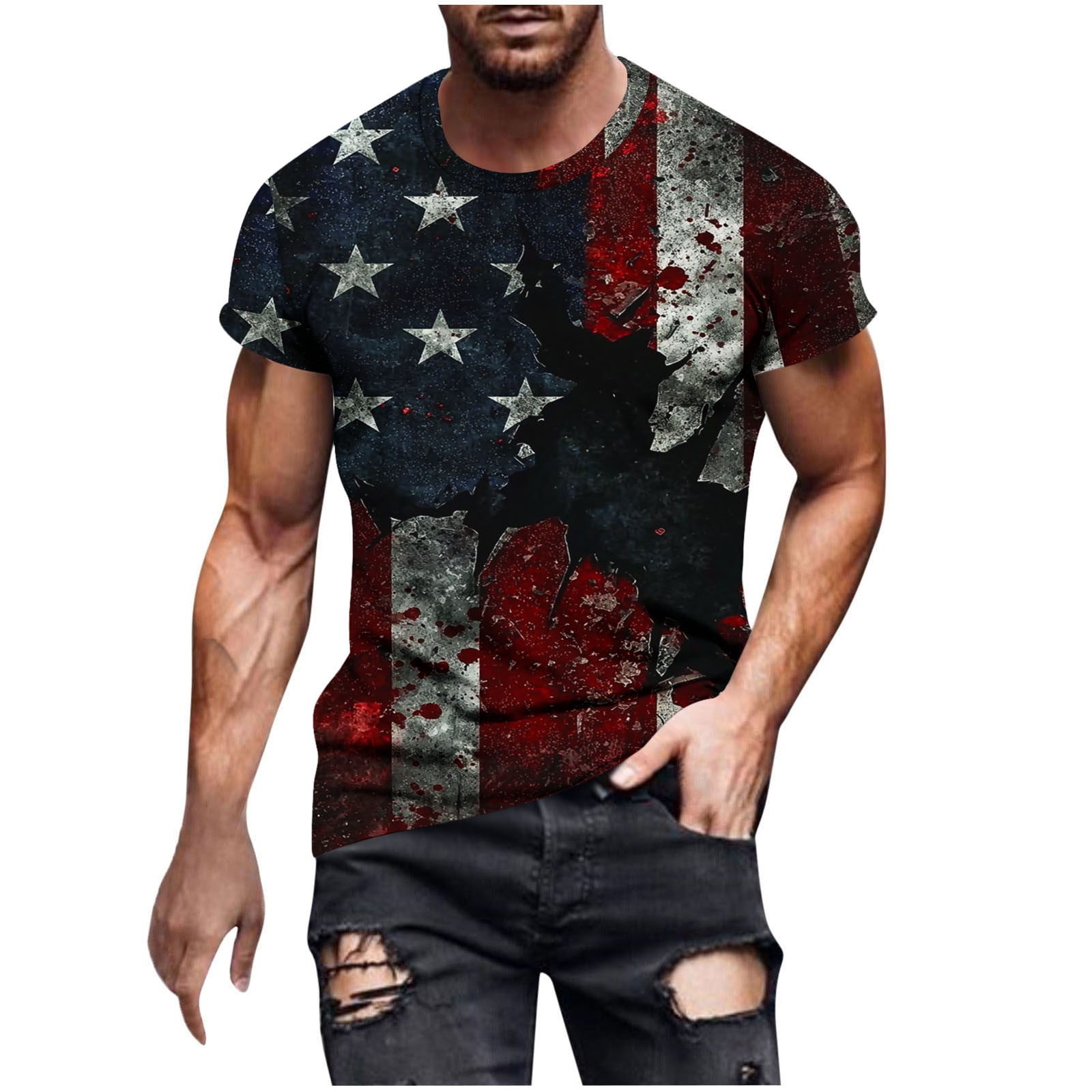 Men's 4th of July Patriotic T-Shirt - Funny American Flag Graphic ...