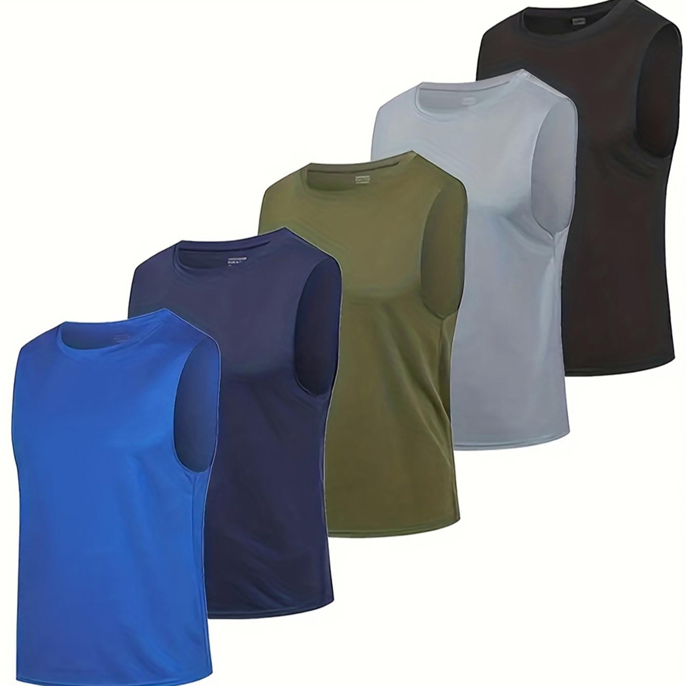 Men's 5 Pack Running Tank Tops Breathable Workout Muscle Sleeveless T ...