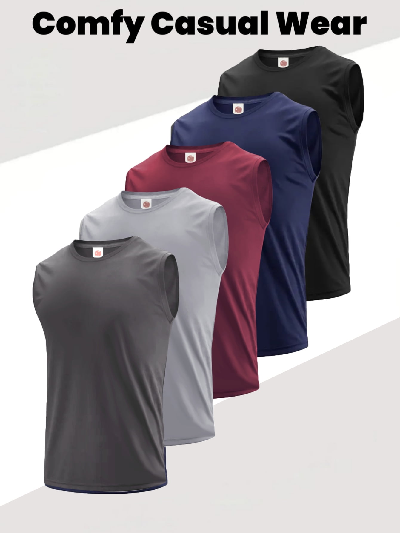 Men's 5 Pack Workout Tank Tops Sleeveless Gym Shirts Bodybuilding ...