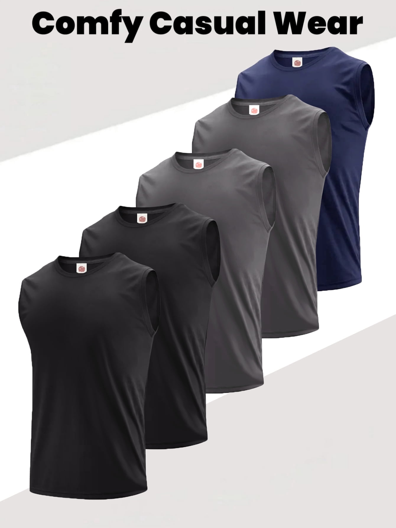 Men's 5 Pack Workout Tank Tops Sleeveless Gym Shirts Bodybuilding ...